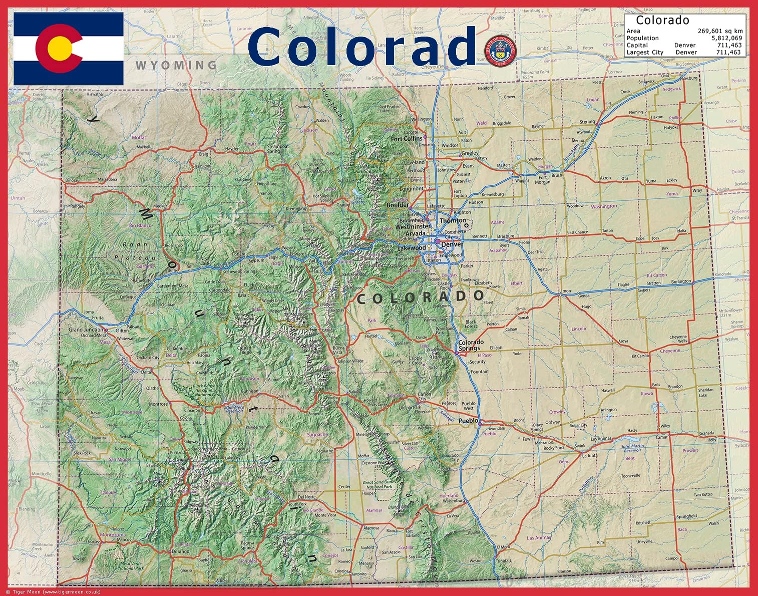 Amazon.com : Cool Owl Maps Colorado State Wall Map Poster Rolled 32"x24 ...