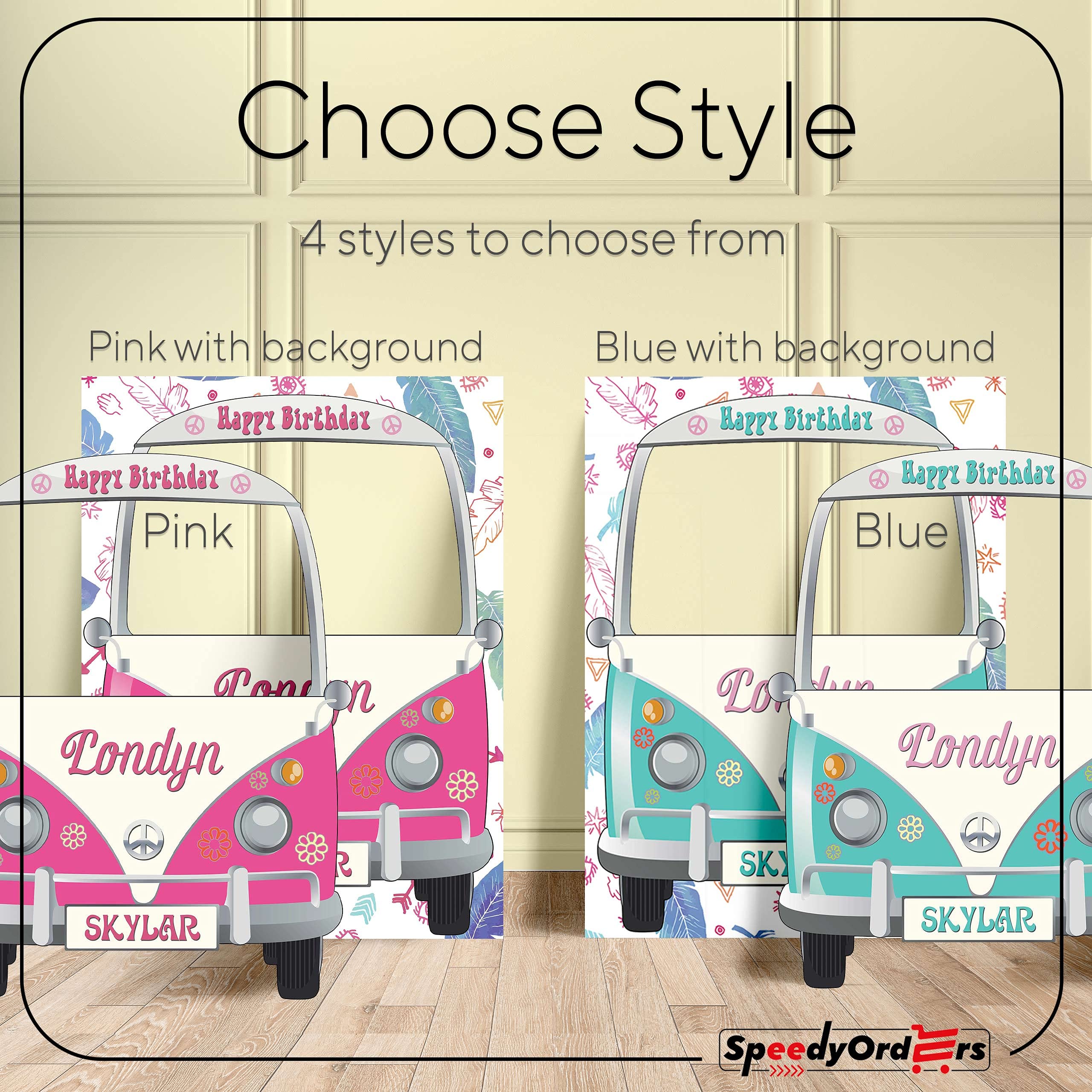 Buy Hippie Decor Van Photo Booth Props; Size- 36x24 Personalized 1960s ...