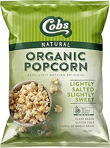 Cobs Natural Organic Lightly Salted Slightly Sweet Popcorn 120g bag x ...