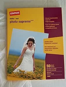 Amazon.com : Staples Photo Supreme Double-Sided Matte Paper, 8.5" x 11 ...