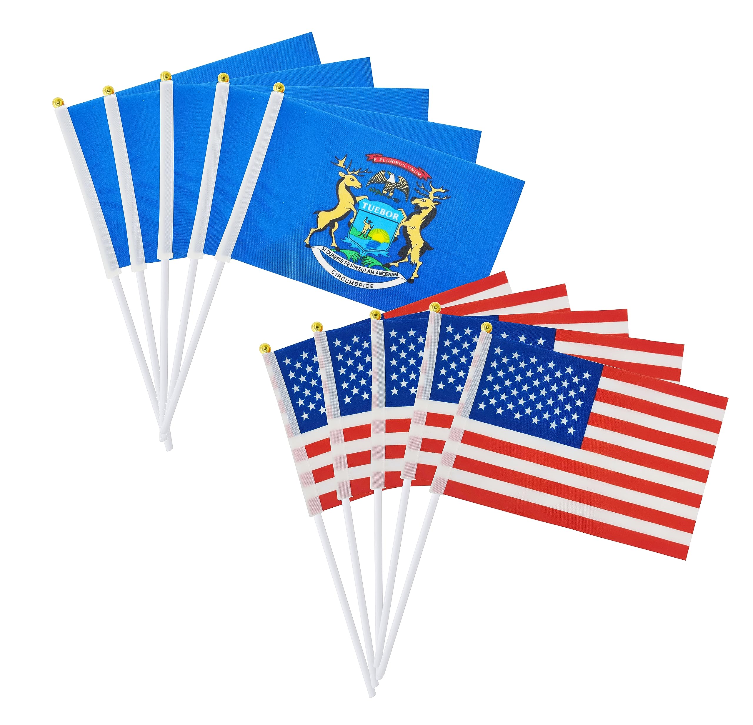 Amazon.com: 50 Pack American And 50 Pack Michigan State Flag,Hand Held ...