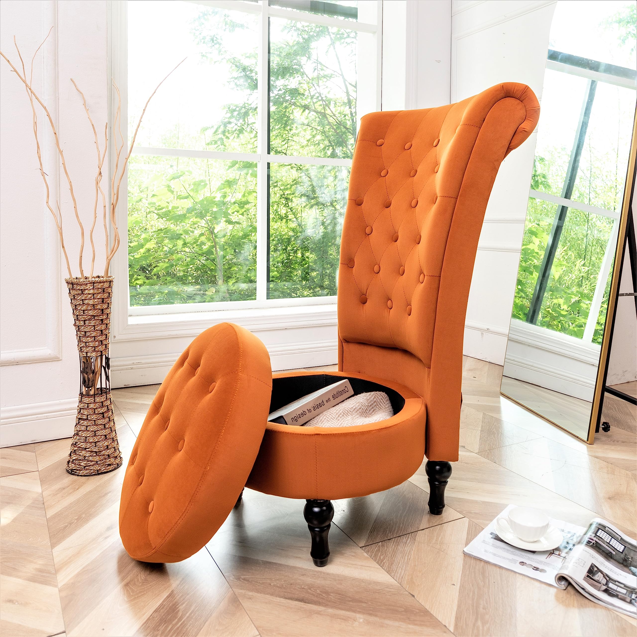 Container Furniture Direct Royal High-Back Velvet Accent Chair for ...