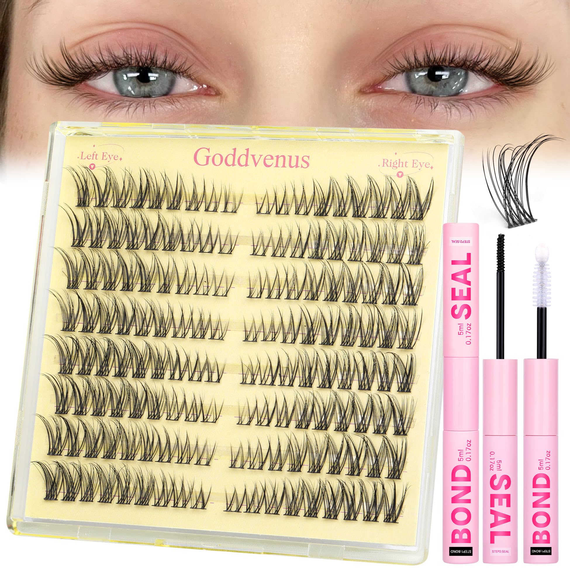 Goddvenus Individual Eyelashes Kit Natural Cluster Lashes Kit Wispy ...