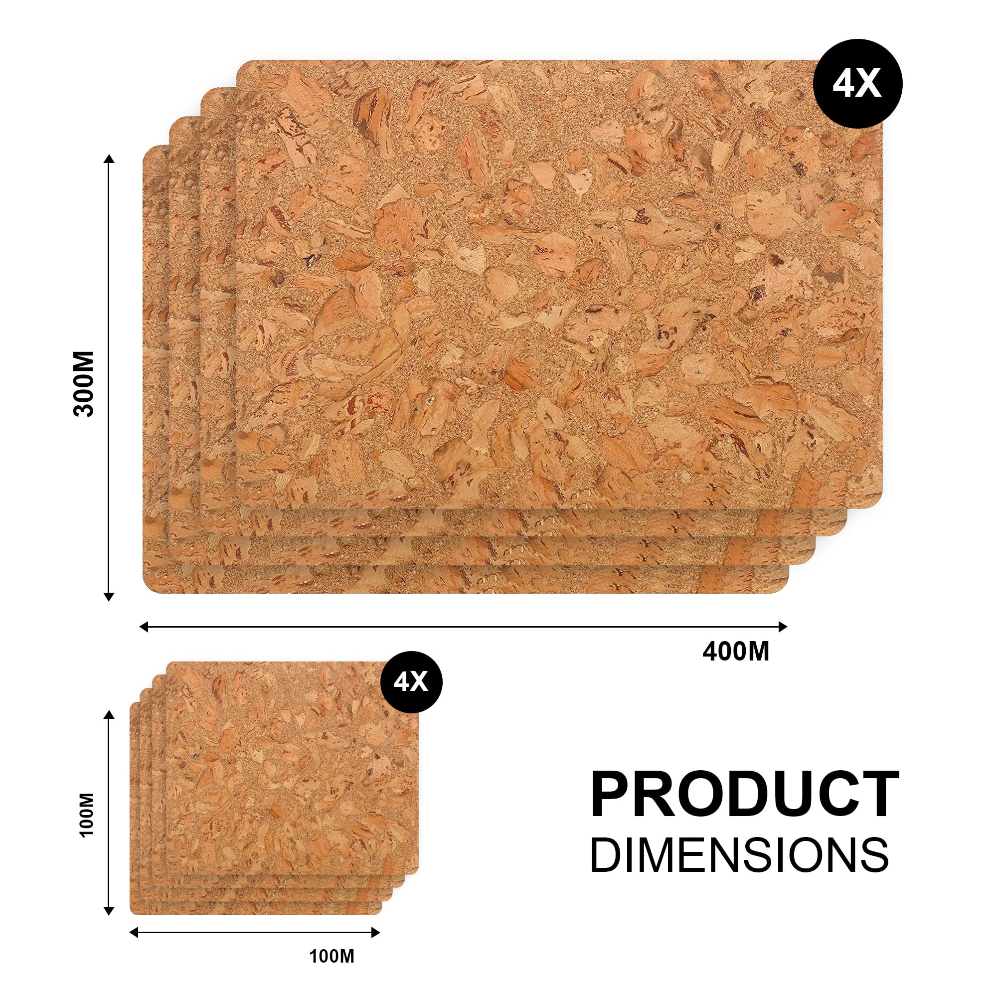 Cork Placemats, Dining Table Mats Set of 4, Hard Placemats Cork Backed ...