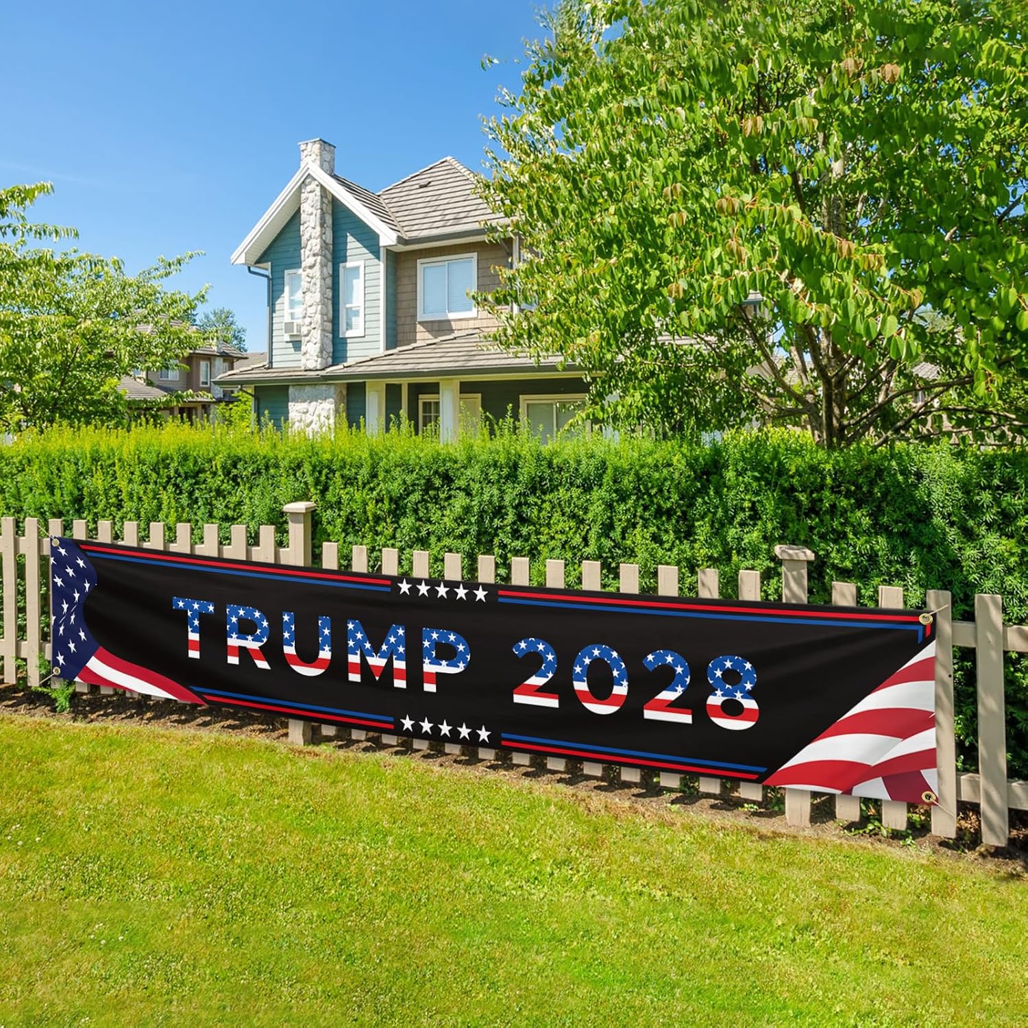 Amazon.com : Trump 2028 Flag 120" x 20" Large Banner with 4 Brass ...