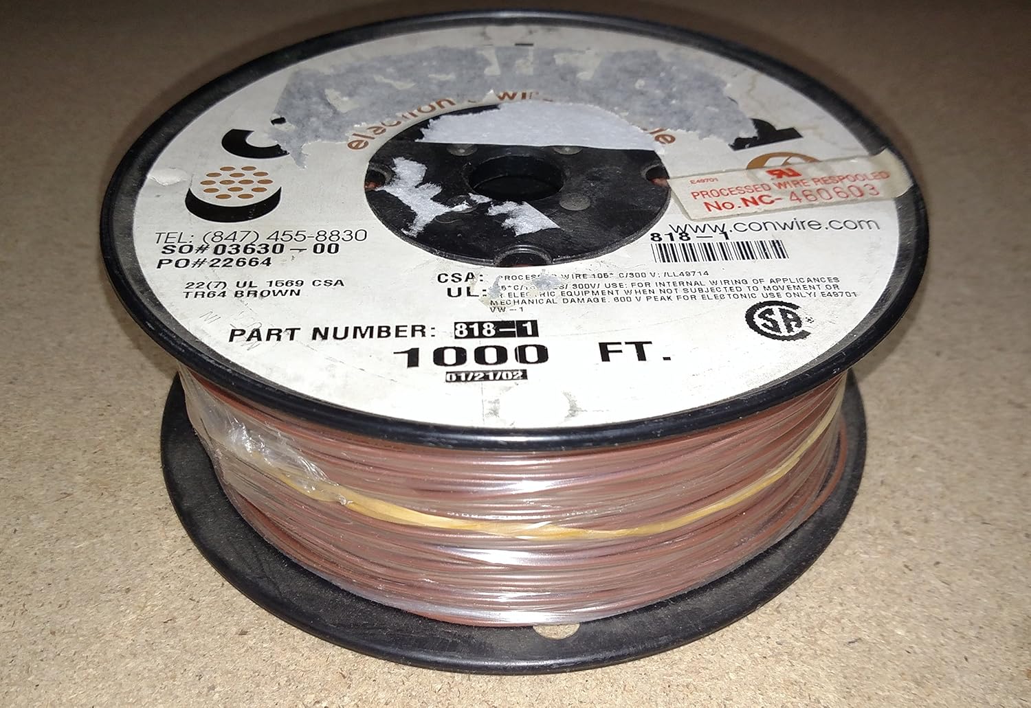 Consolidated Electronic Wire & Cable, 818-1, 22Awg Brown Hook-Up Wire ...