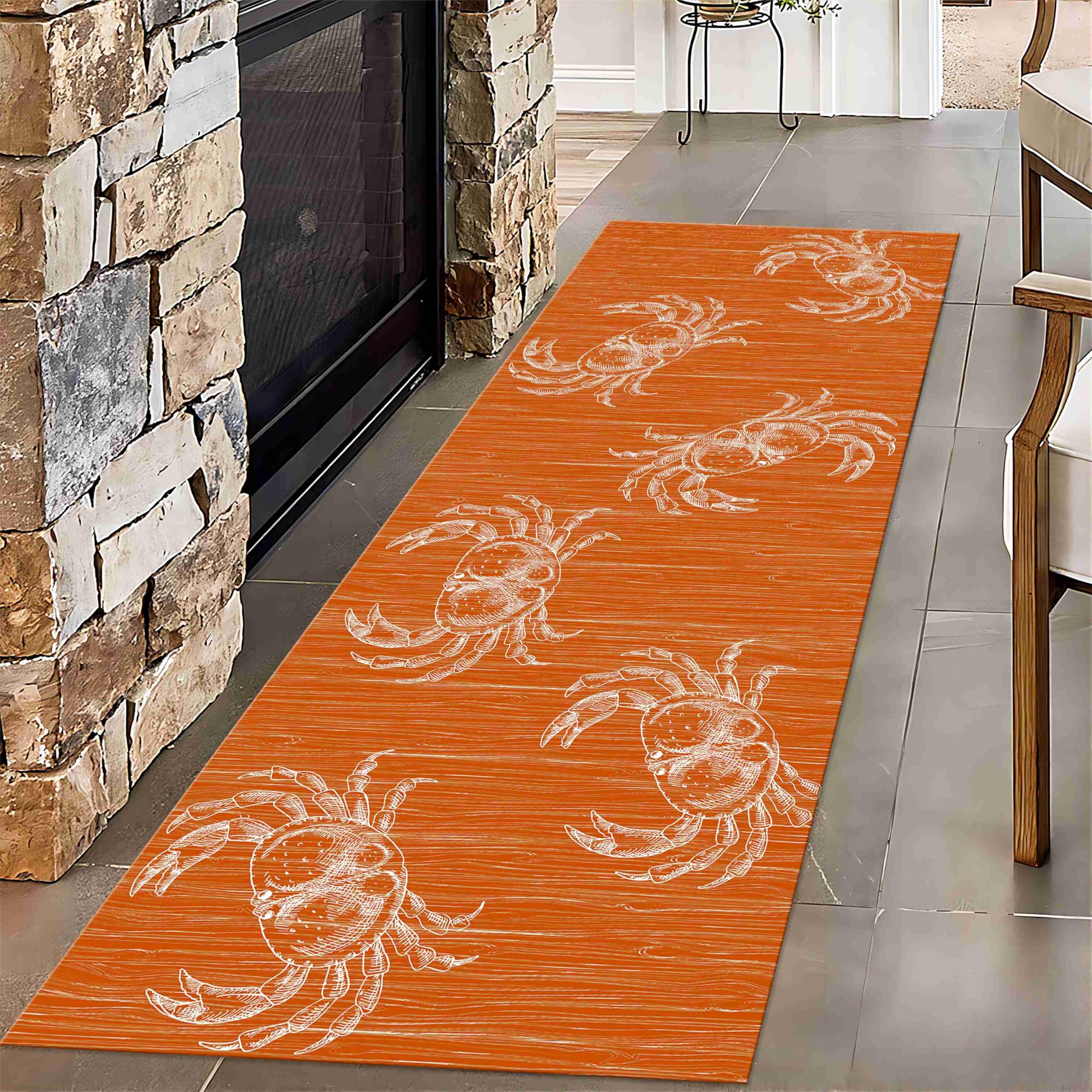 Amazon.com: Crab Runner Rug 2x6ft Rustic Beach Coastal Series Long ...