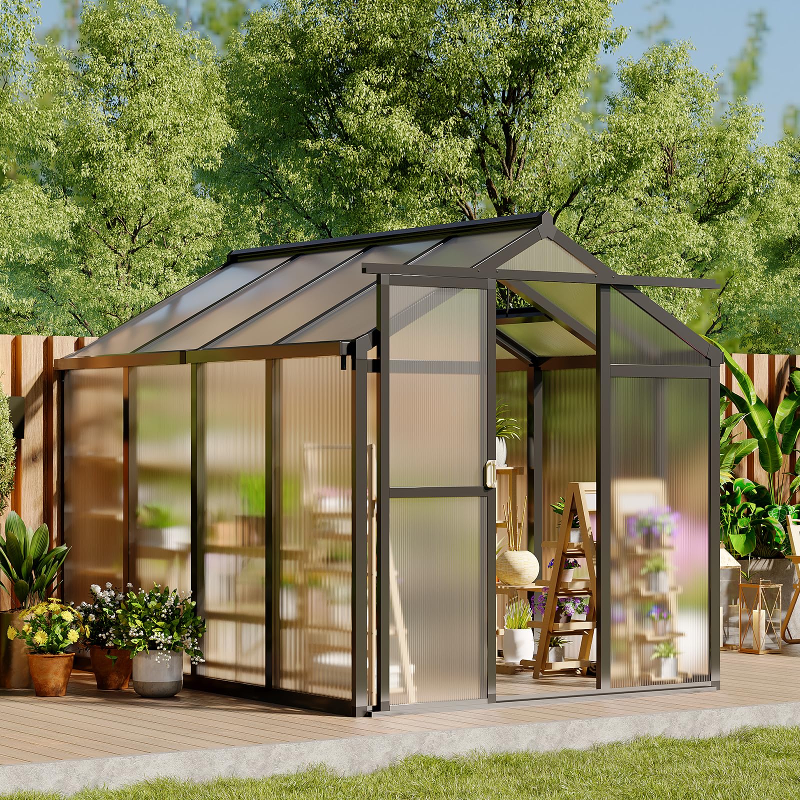Amazon.com : 6 x 8 FT Greenhouse, Greenhouse for Outside, Polycarbonate ...