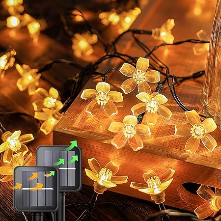 Amazon.com: Mankinlu Solar Outdoor Cherry Blossom Strings Lights, 23 ...