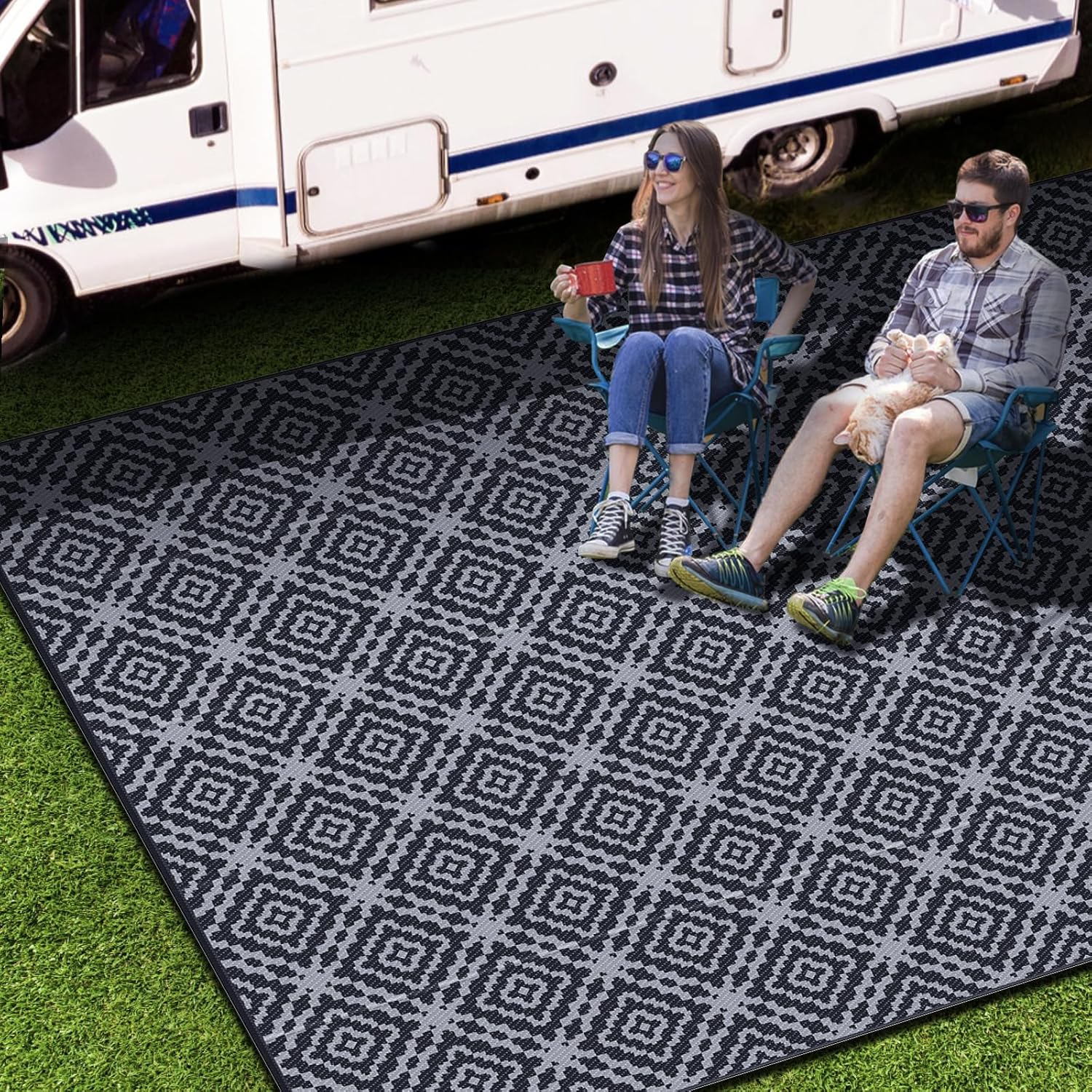 Outdoor Camping Rug Waterproof 9x12FT, Large Reversible Stain&UV ...