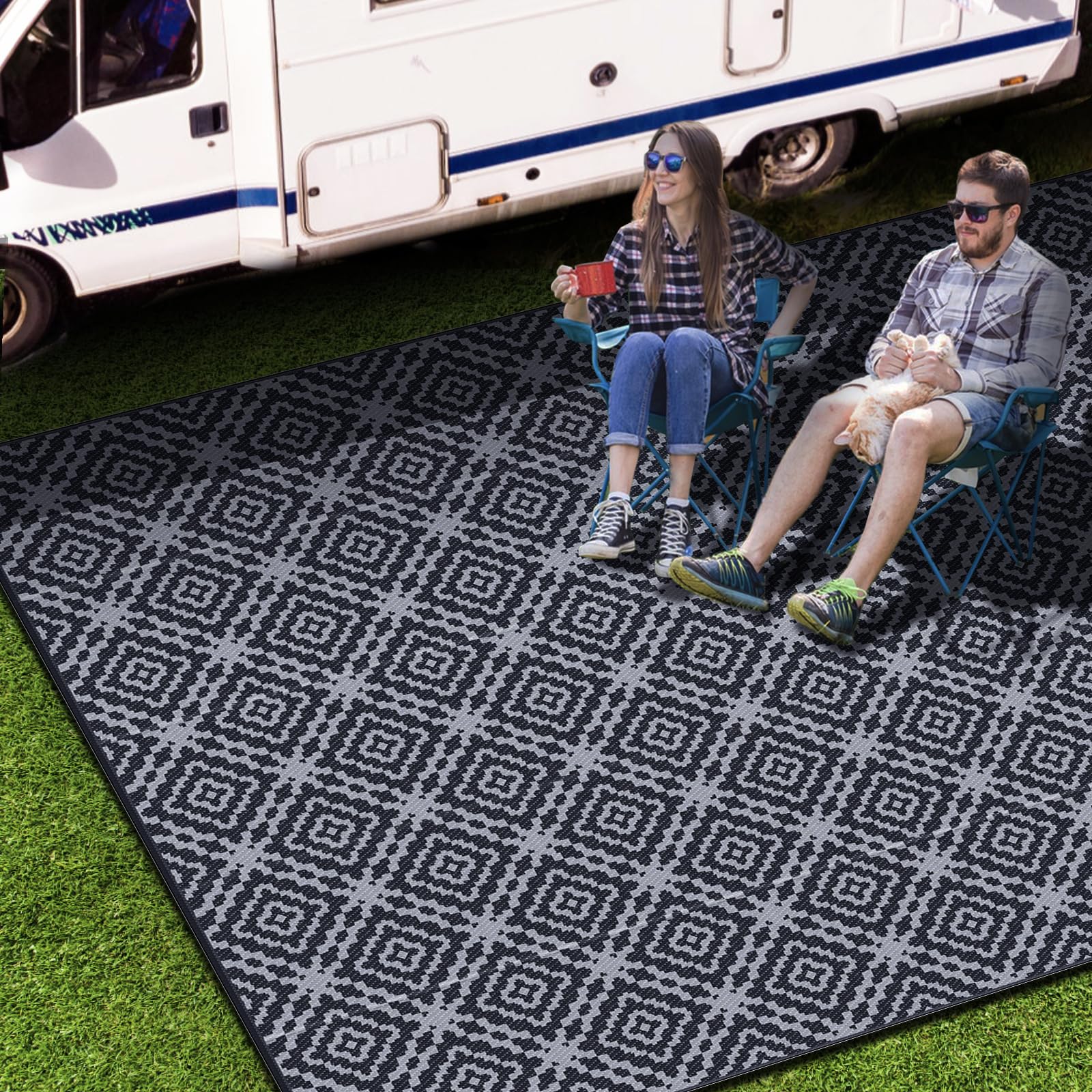 Amazon.com: Outdoor Camping Rug Waterproof 9x12FT, Large Reversible ...