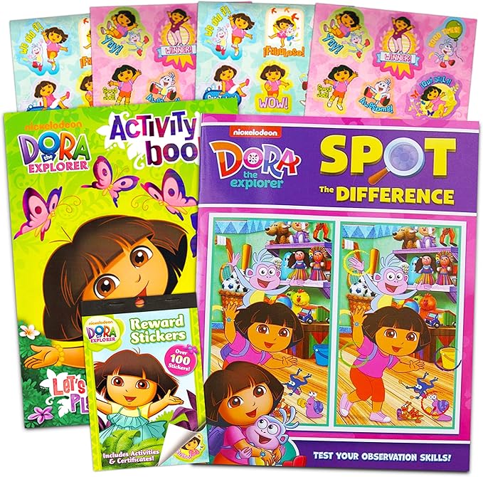 Amazon.com: Dora the Explorer Coloring Books with Stickers Bundle (120 ...