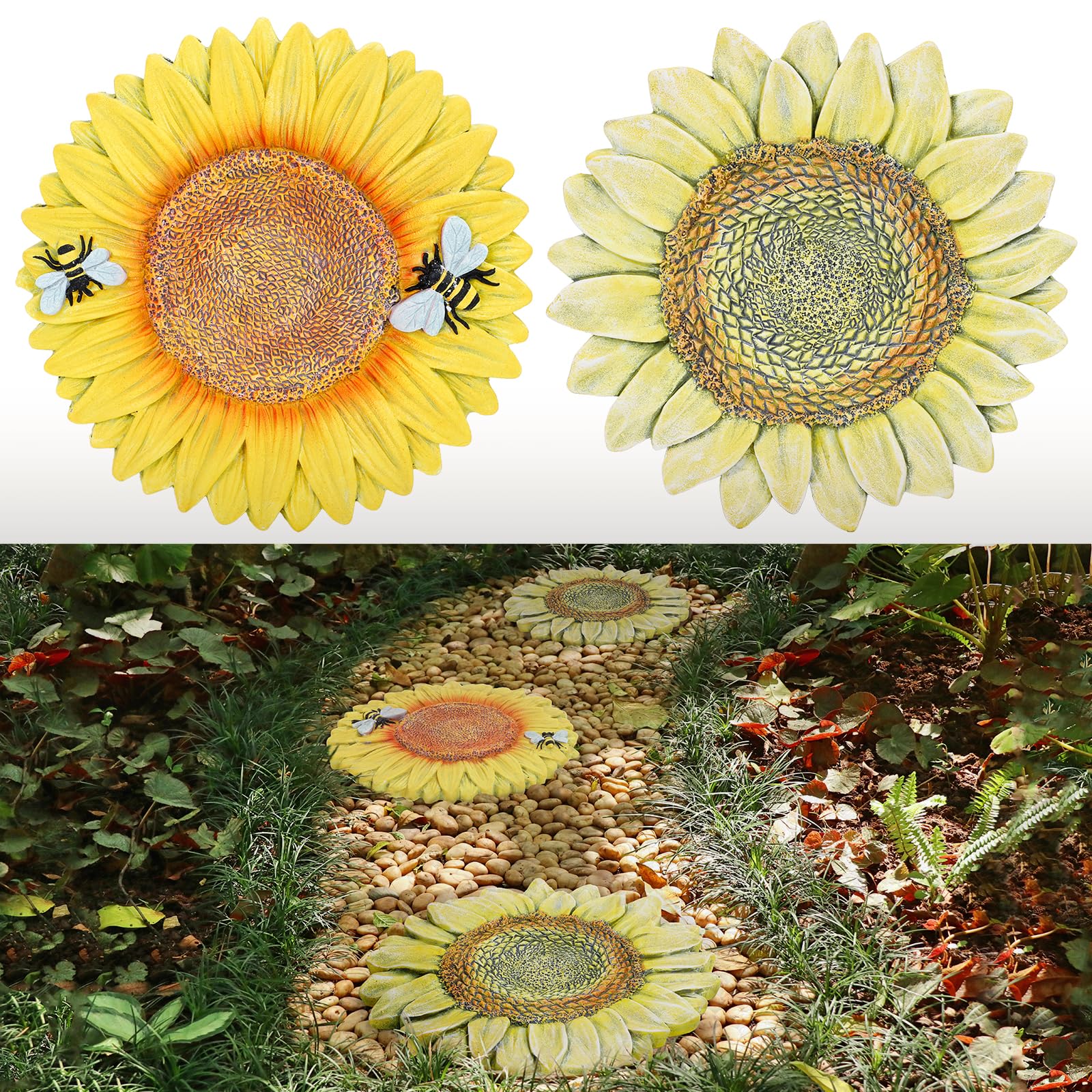 Sunflower Stepping Stones PINPON 2 Pack Sunflower Stepping Stone, 10