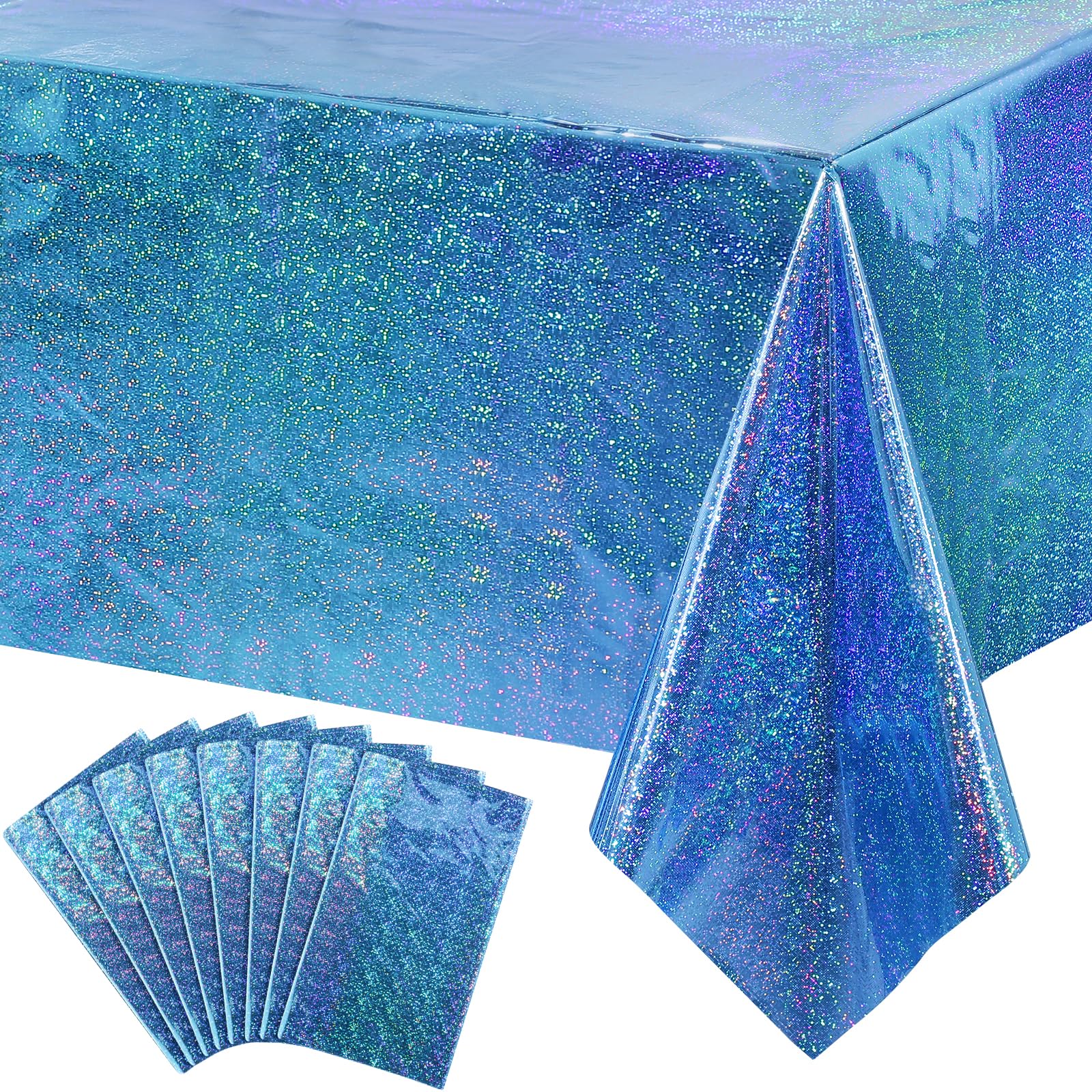Amazon.com: 8 Pack Iridescence Plastic Tablecloths Shiny Disposable ...