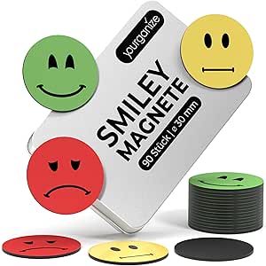 YOURGANIZE® 90 Smileys Magnets, Diameter 30 mm, Ideal as a Reward ...