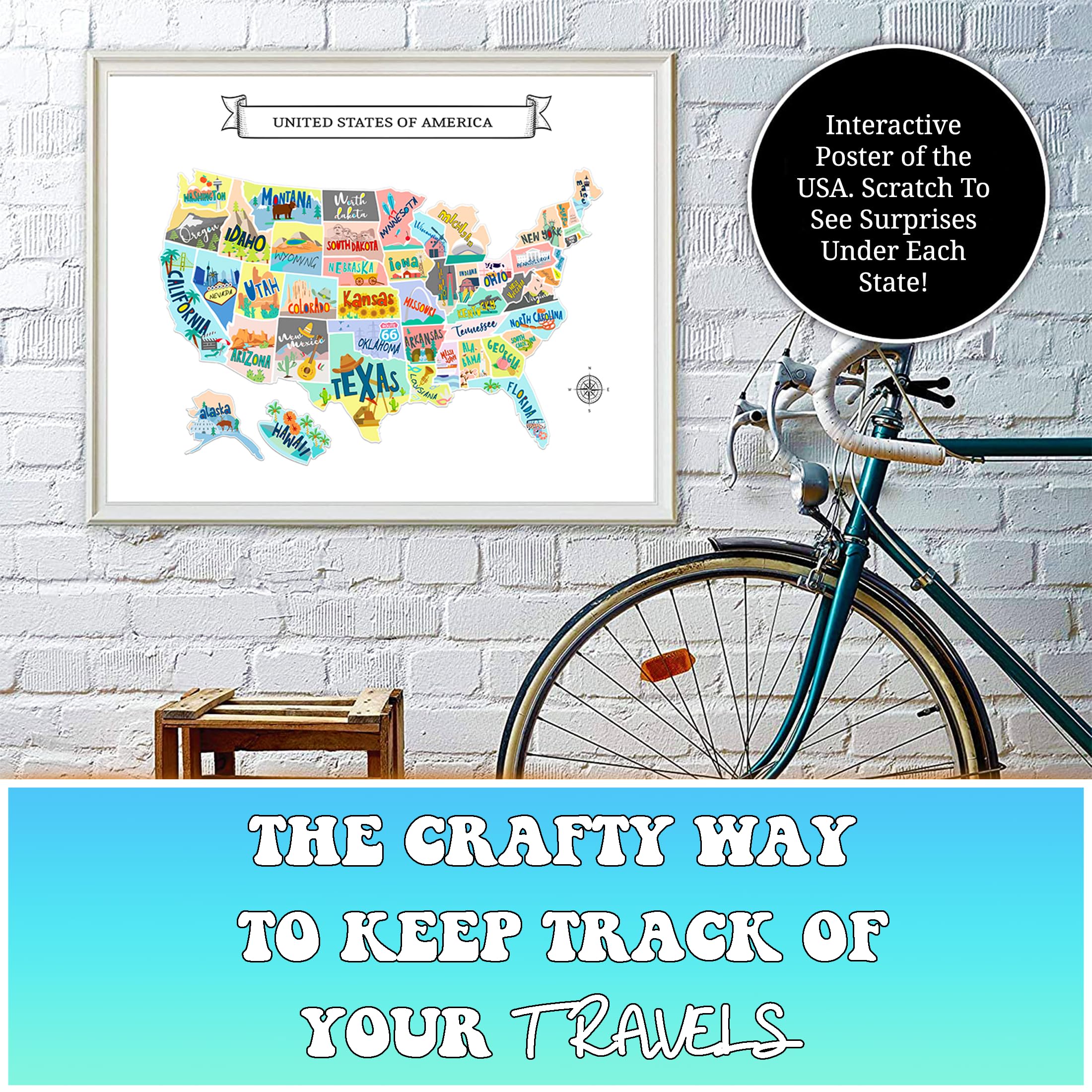Snapklik.com : Scratch Off USA Map & 100 Destinations Travel Poster ...