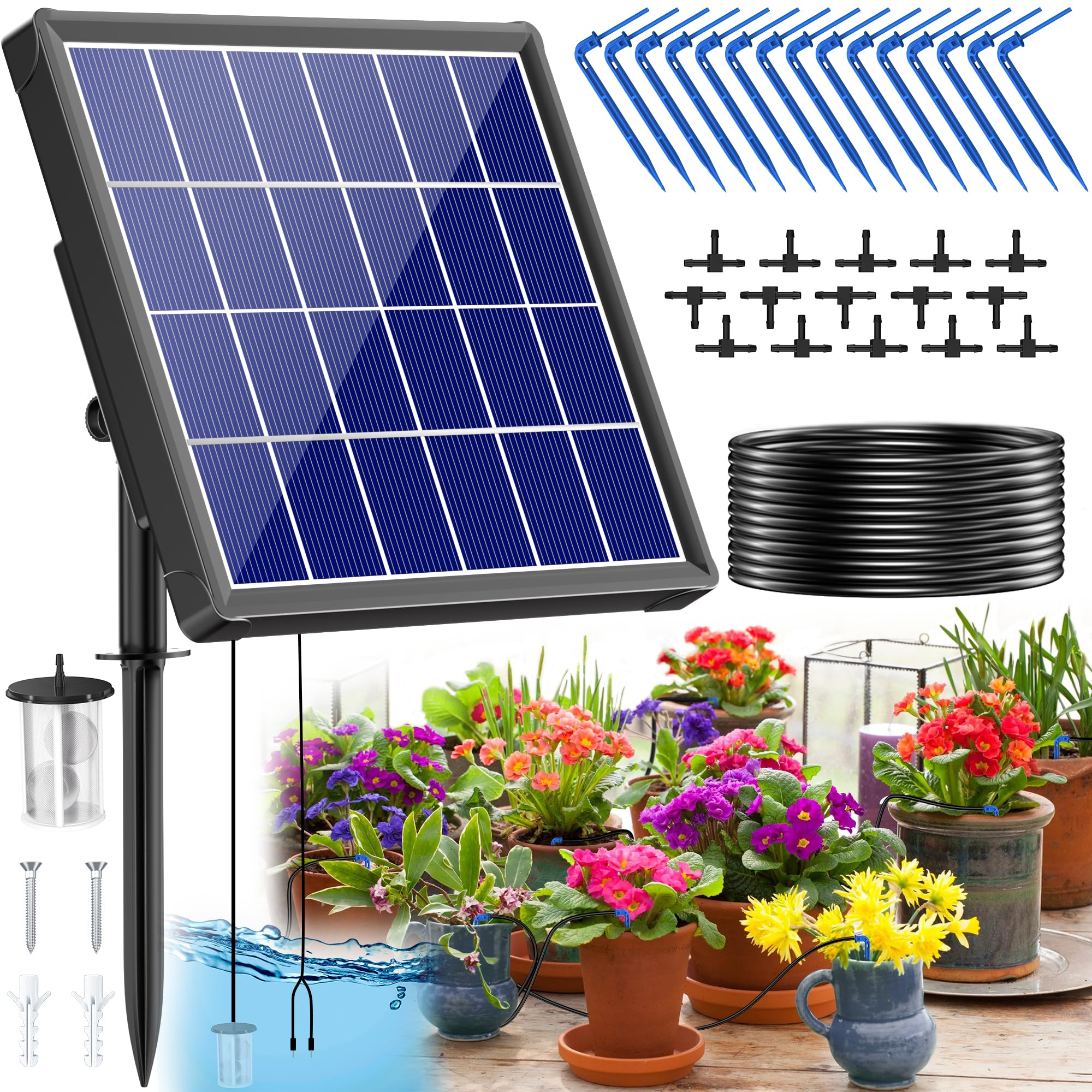 Amazon.com : Antfraer Solar Drip Irrigation System, Solar Automatic ...