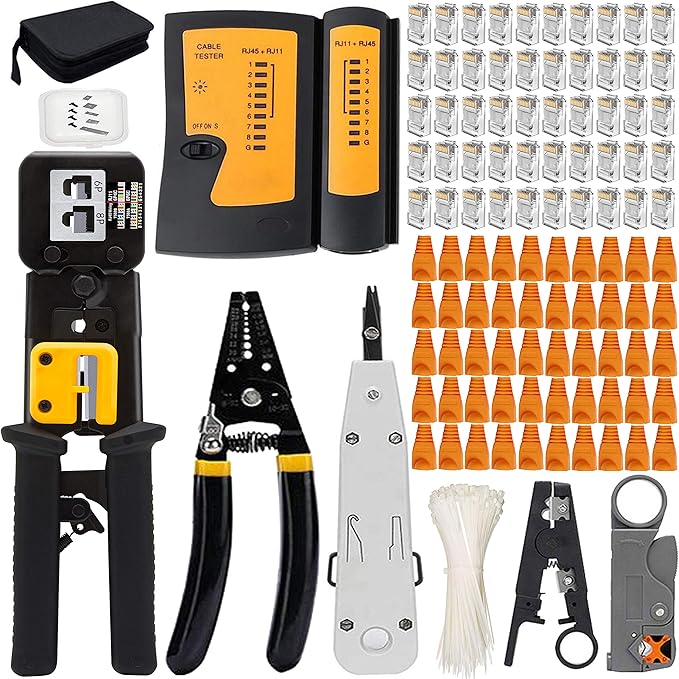 MAYLINEE RJ45 RJ11 Netzwerk Crimp Werkzeug Set Crimpzange kabel tester ...