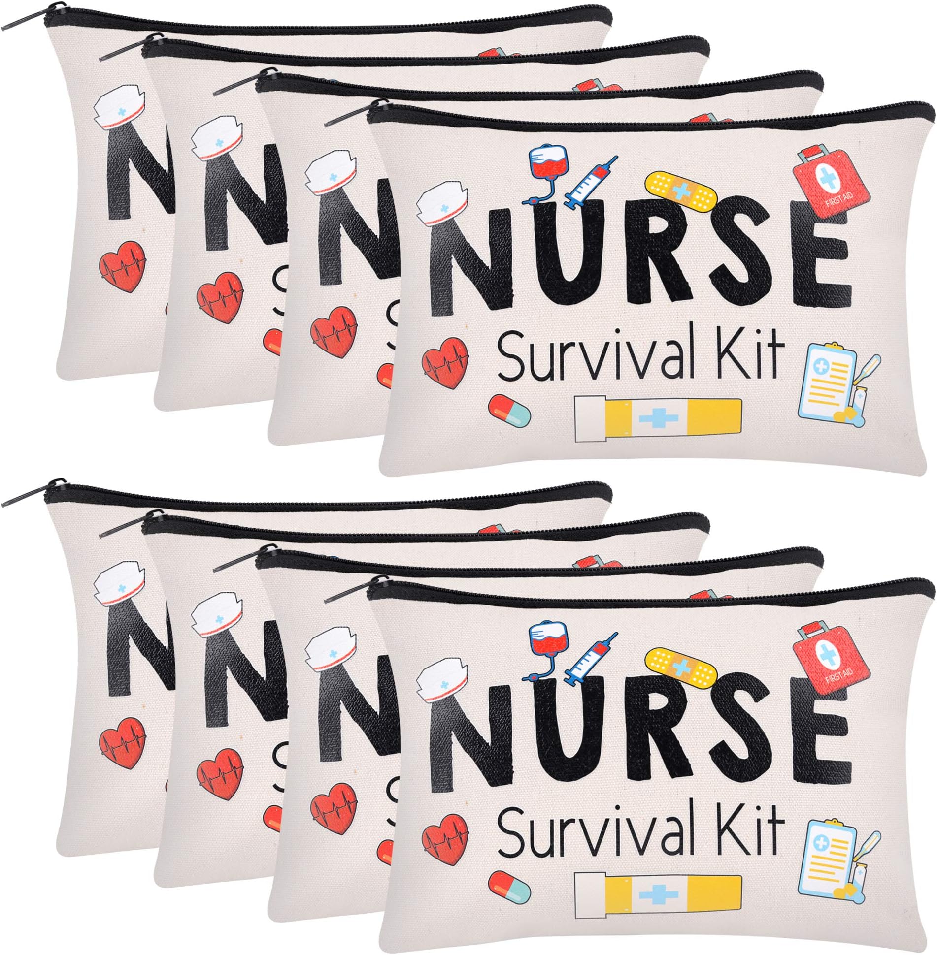 Amazon.com: Kolewo4ever 8 Pieces Nurse Survival Kit Makeup Bags Funny ...