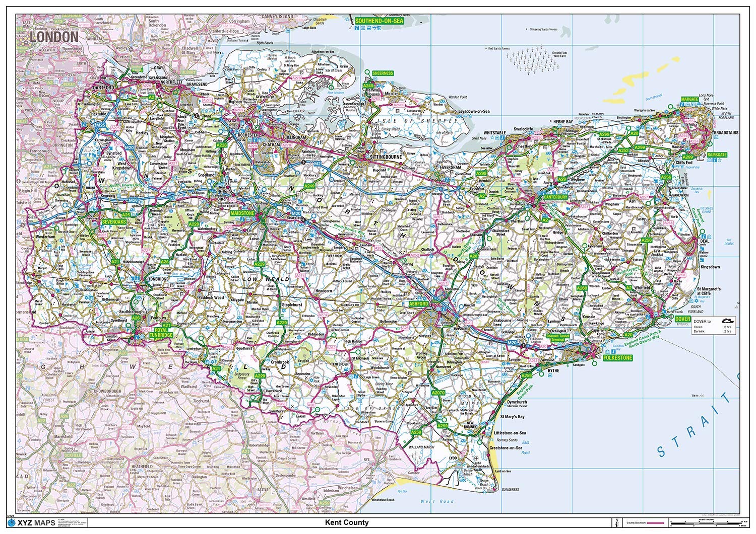 Kent County Map-Plastic Coated : Amazon.co.uk: Stationery & Office Supplies