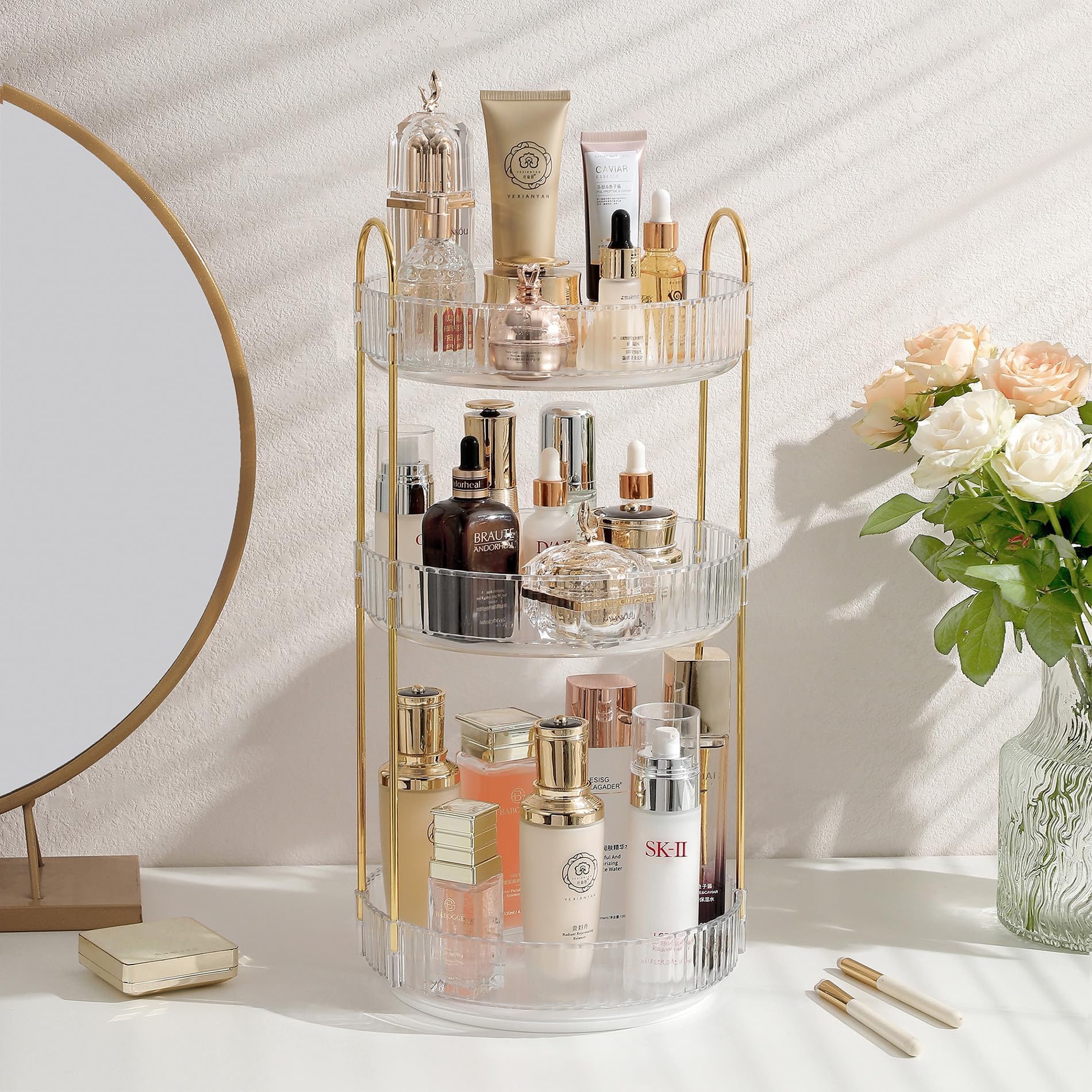 Amazon.com: 360 Rotating Makeup Organizer for Vanity - Spinning ...