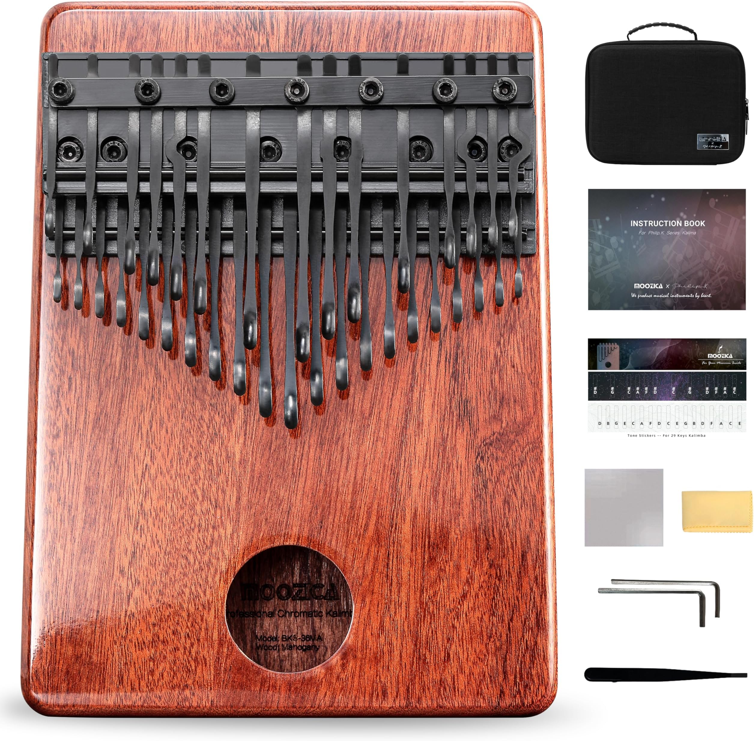 MOOZICA 36 Keys Chromatic Kalimba, Double-layer Symmetrical Layout 36 ...