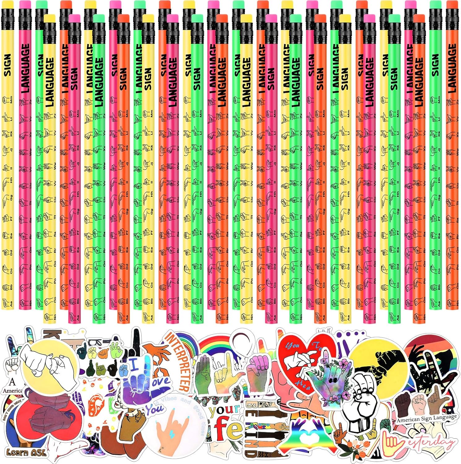 Amazon.com : Affrolling 136 Pcs Sign Language Gift Set Including 36 Pcs ...