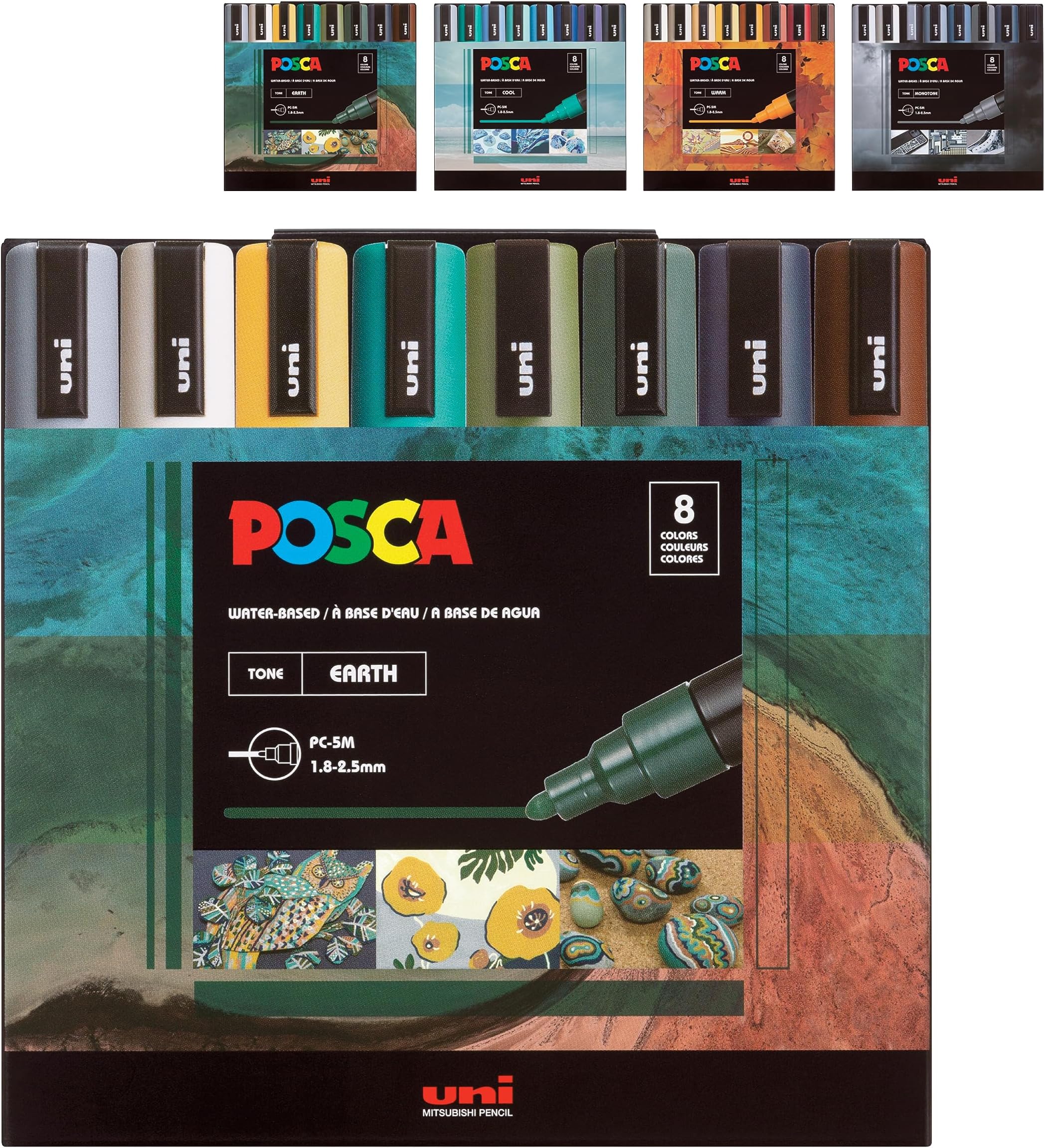 Amazon.com: Uni-ball POSCA - PC-3M Art Paint Markers - Set of 8 - In ...