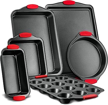 Amazon.com: 6-Piece Nonstick Bakeware Set - Carbon Steel Baking Tray ...