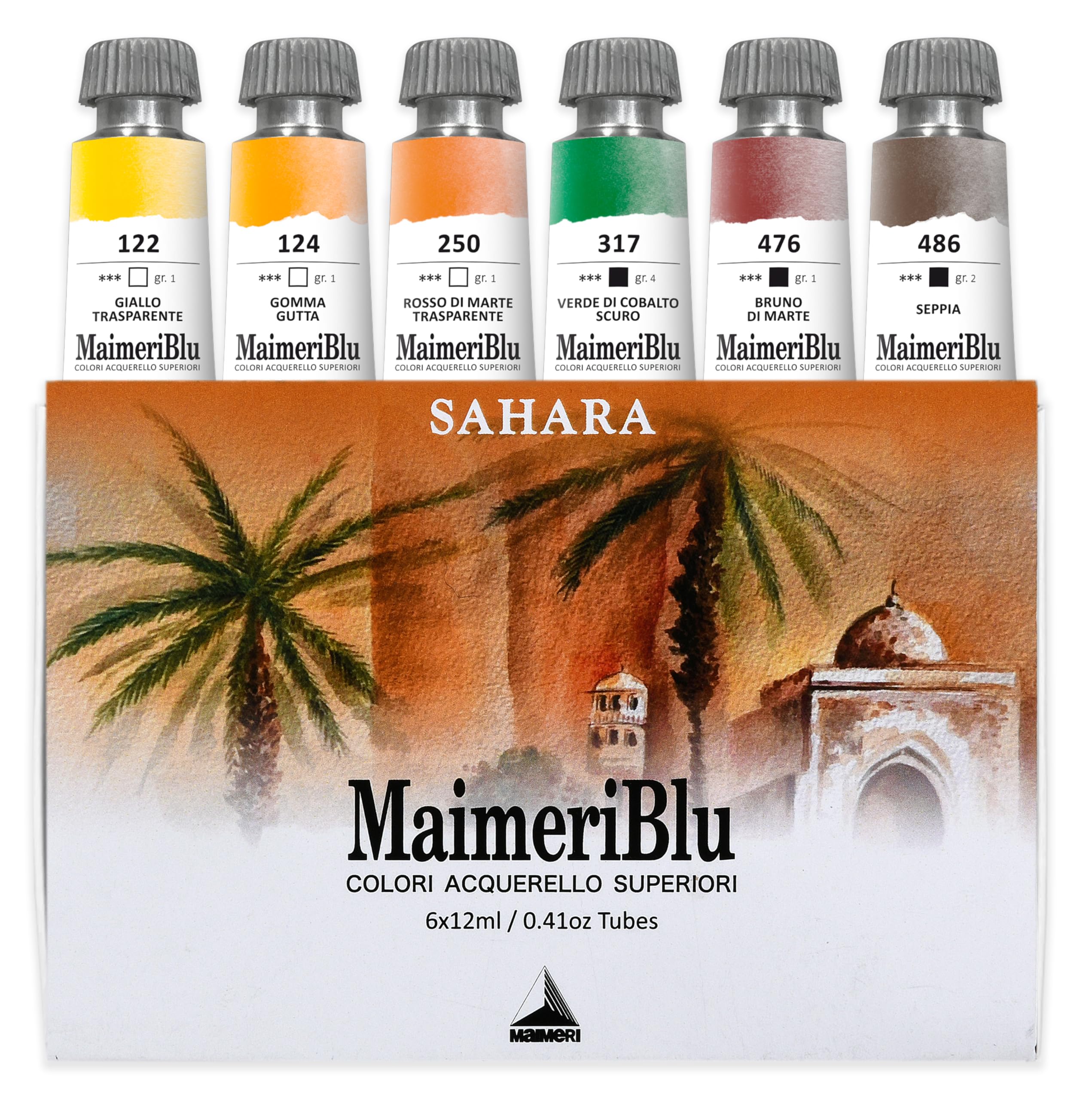 Amazon.com: Maimeri Blu Watercolor Paint, Sahara Thematic Set, 12ML ...