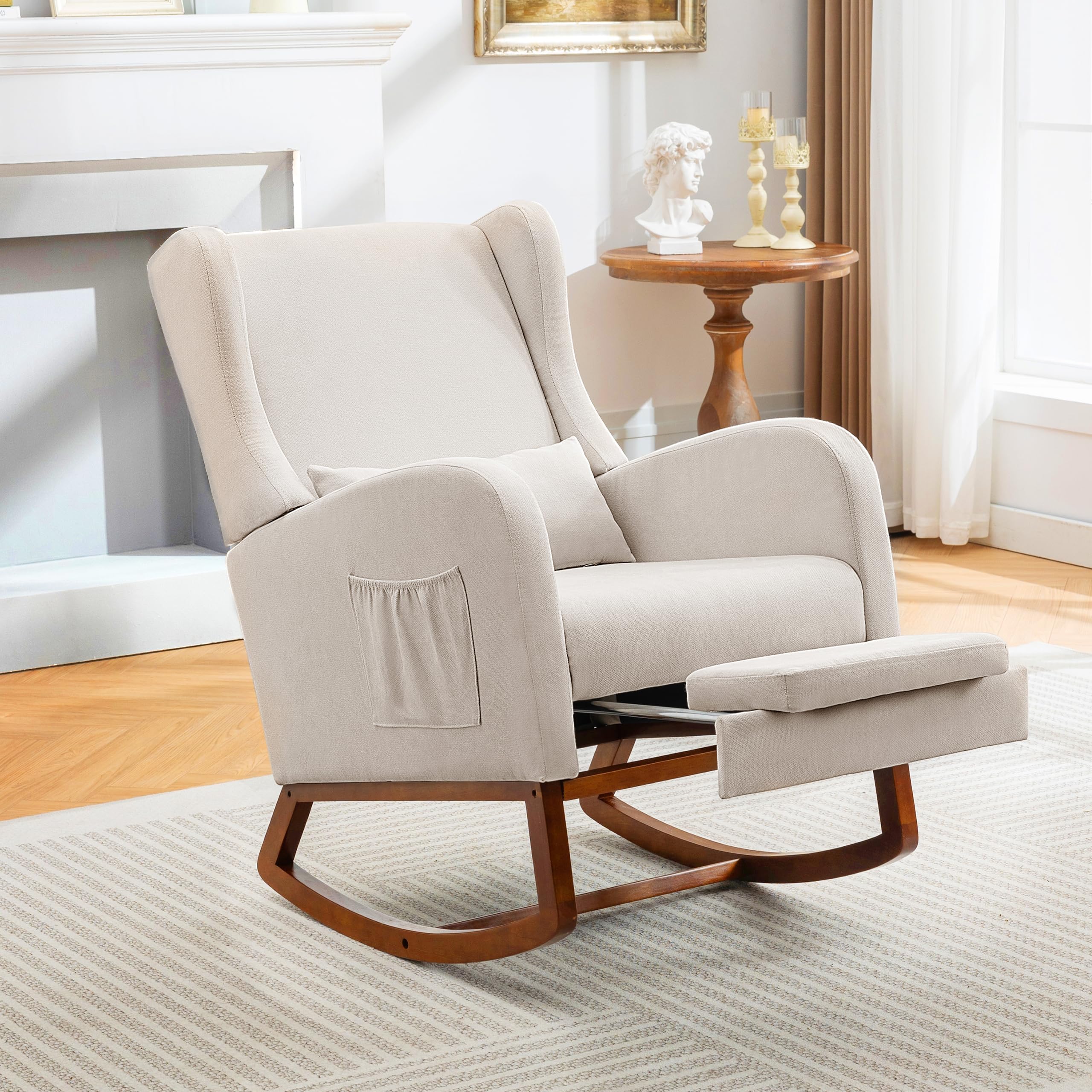 Amazon.com: Esright Nursey Rocking Chair, Extra Wide Wingback Tufted ...