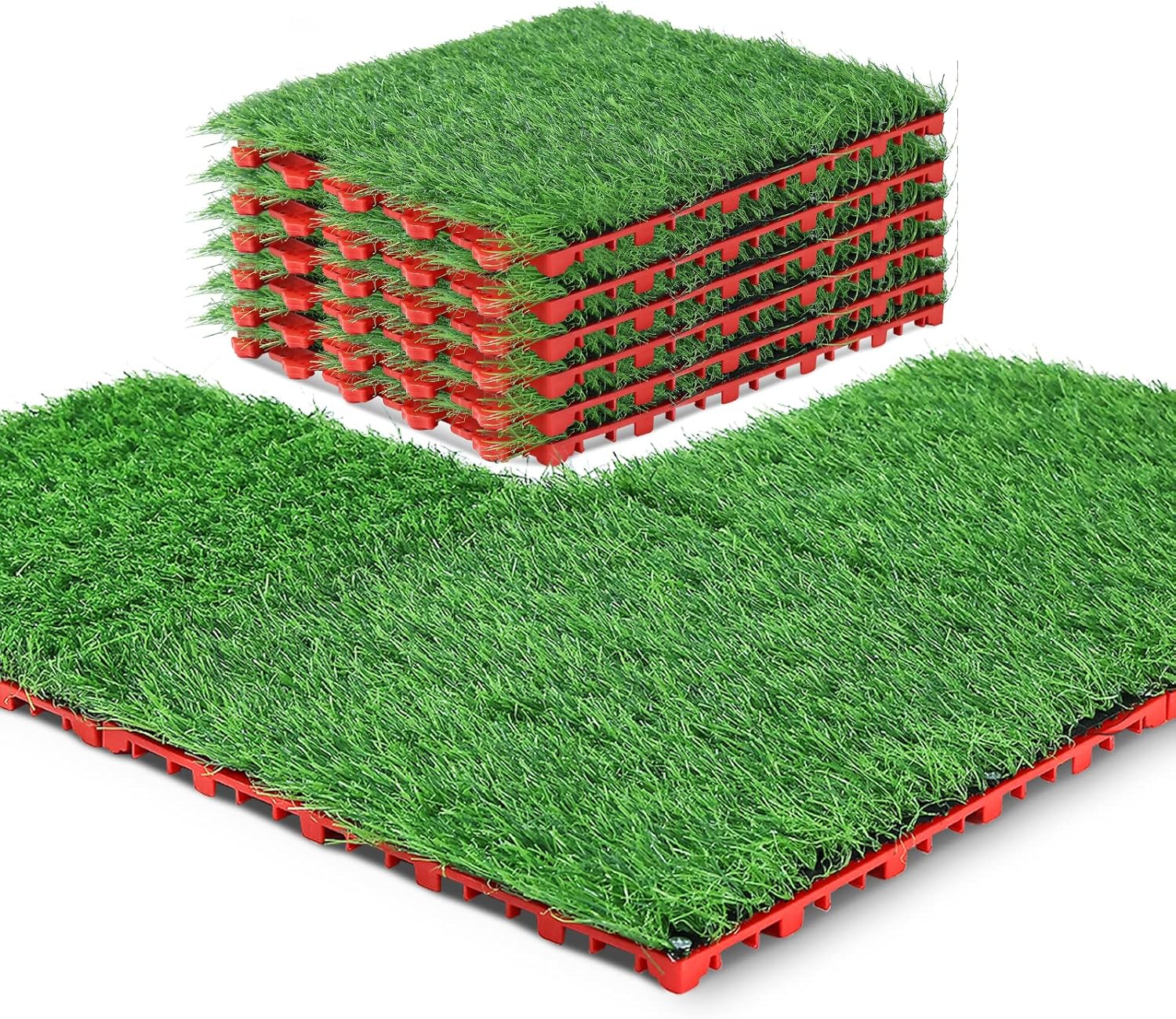 Amazon.com: Finderomend Artificial Grass Tiles of 9 Packs,Interlocking ...