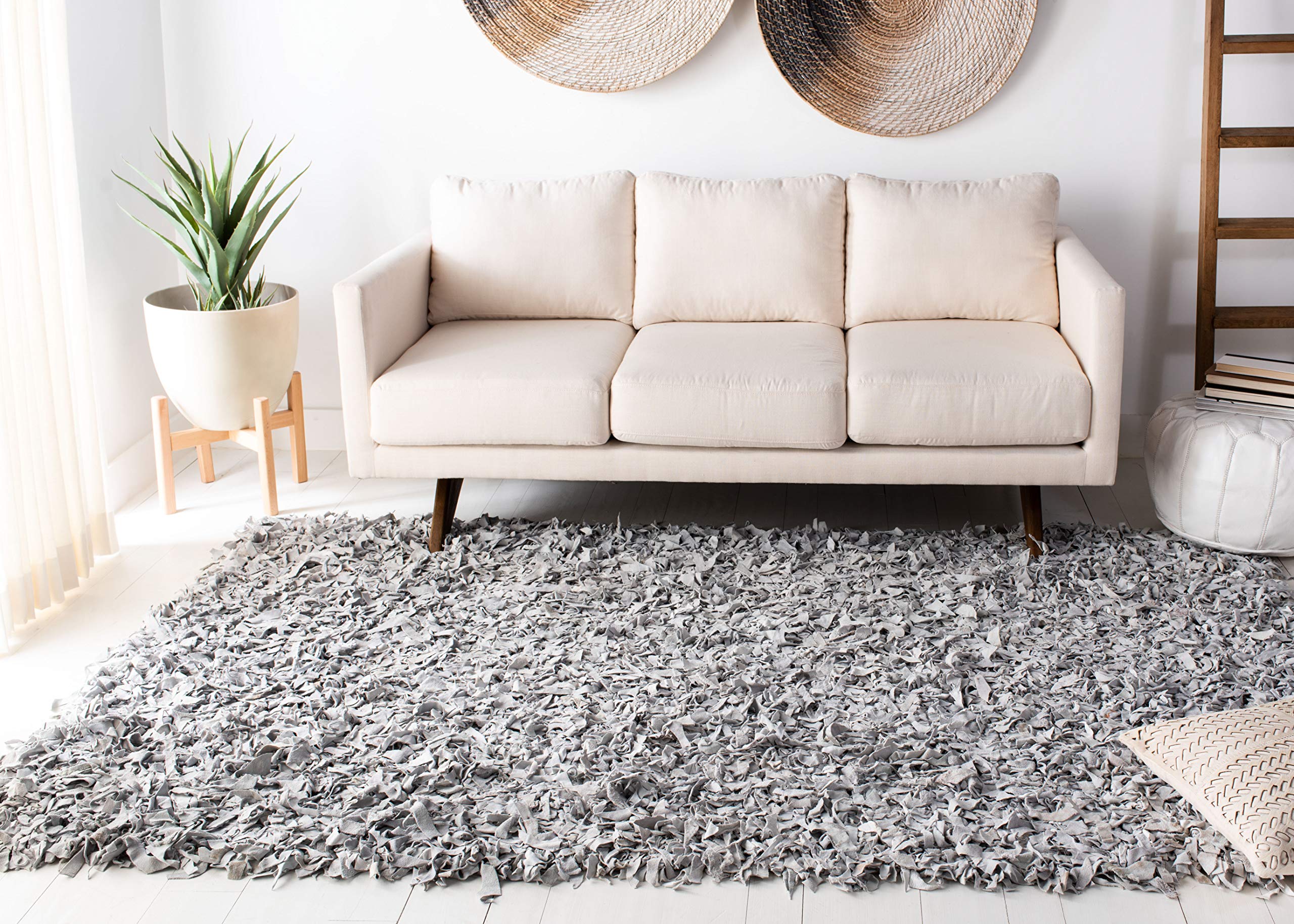 Construction Leather Shaggy Rugs