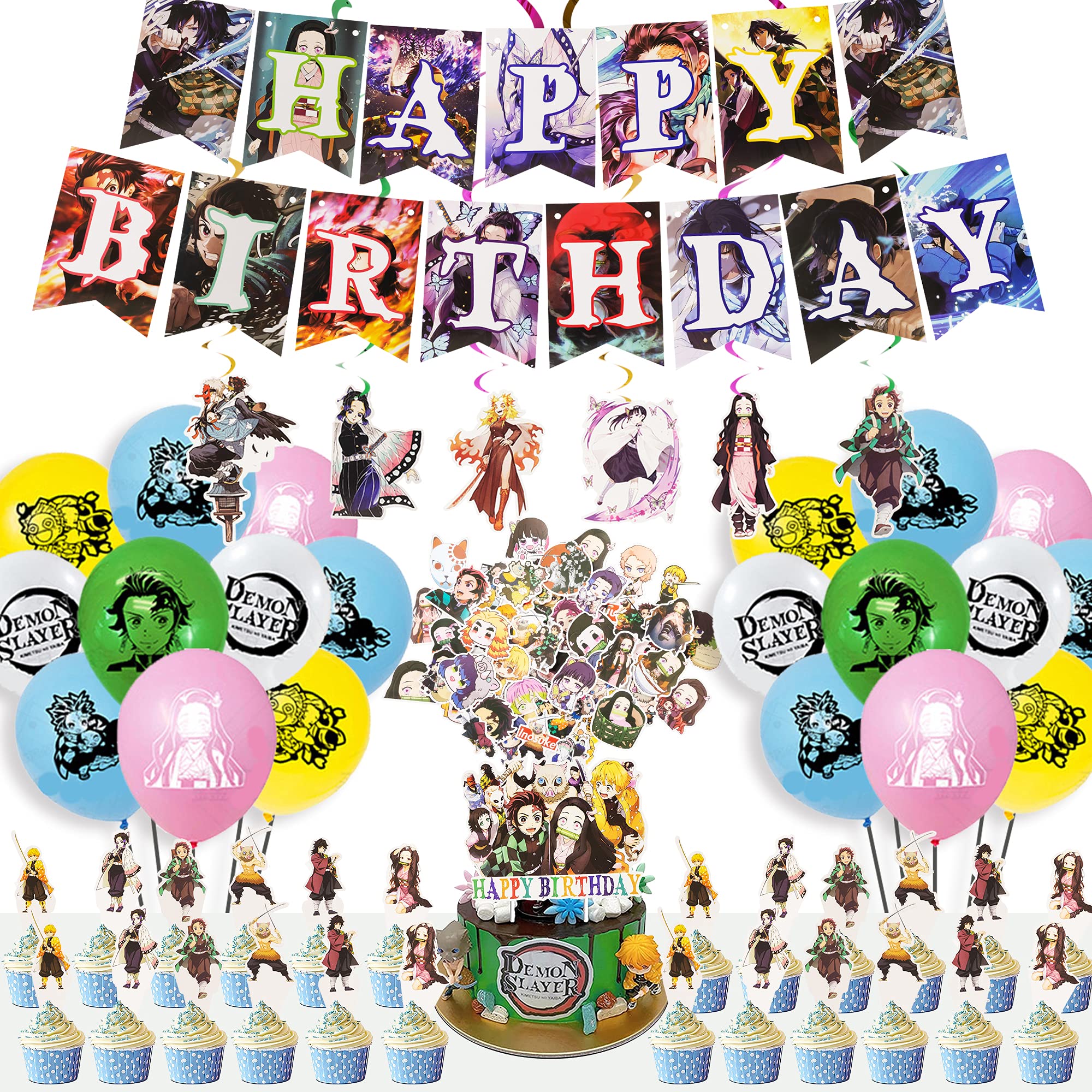 Demon Slayer Birthday Party Decorations 116pcs Anime Birthday Demon ...