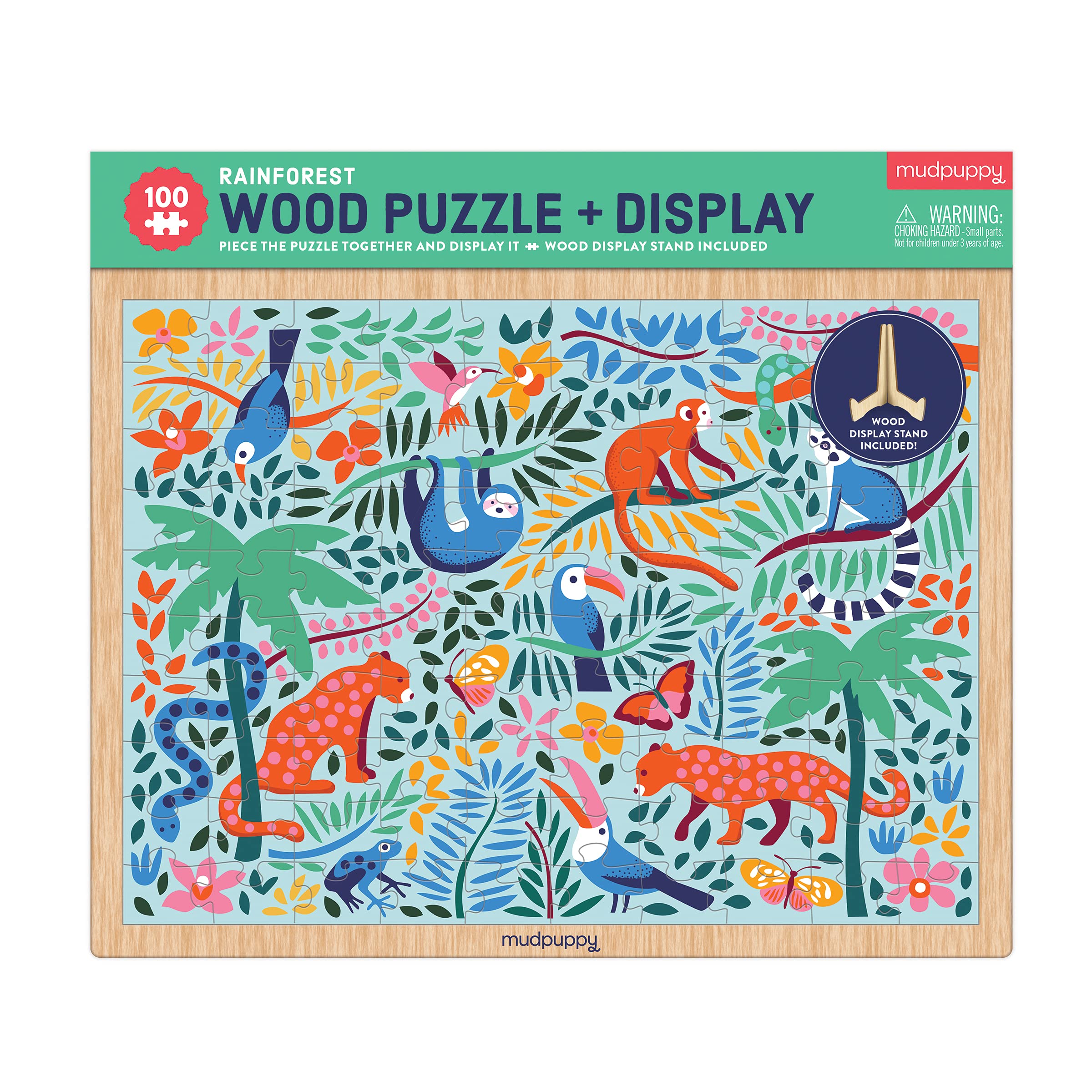 Amazon.com: Mudpuppy’s Rainforest 100 Piece Wood Puzzle, Includes ...