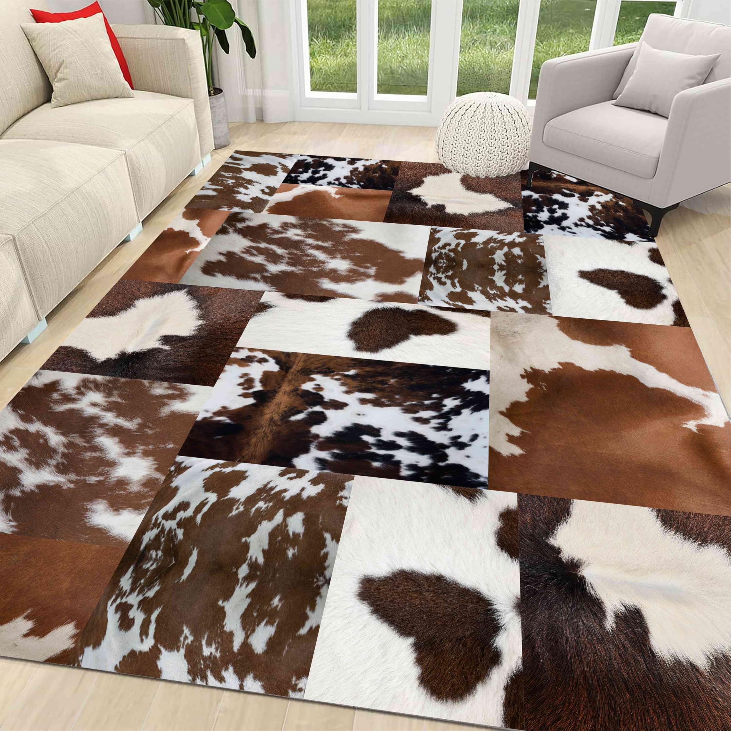 Amazon.com: Animal Cow Fur Area Rug, 4x6ft, Patchwork Cowhide Hide ...