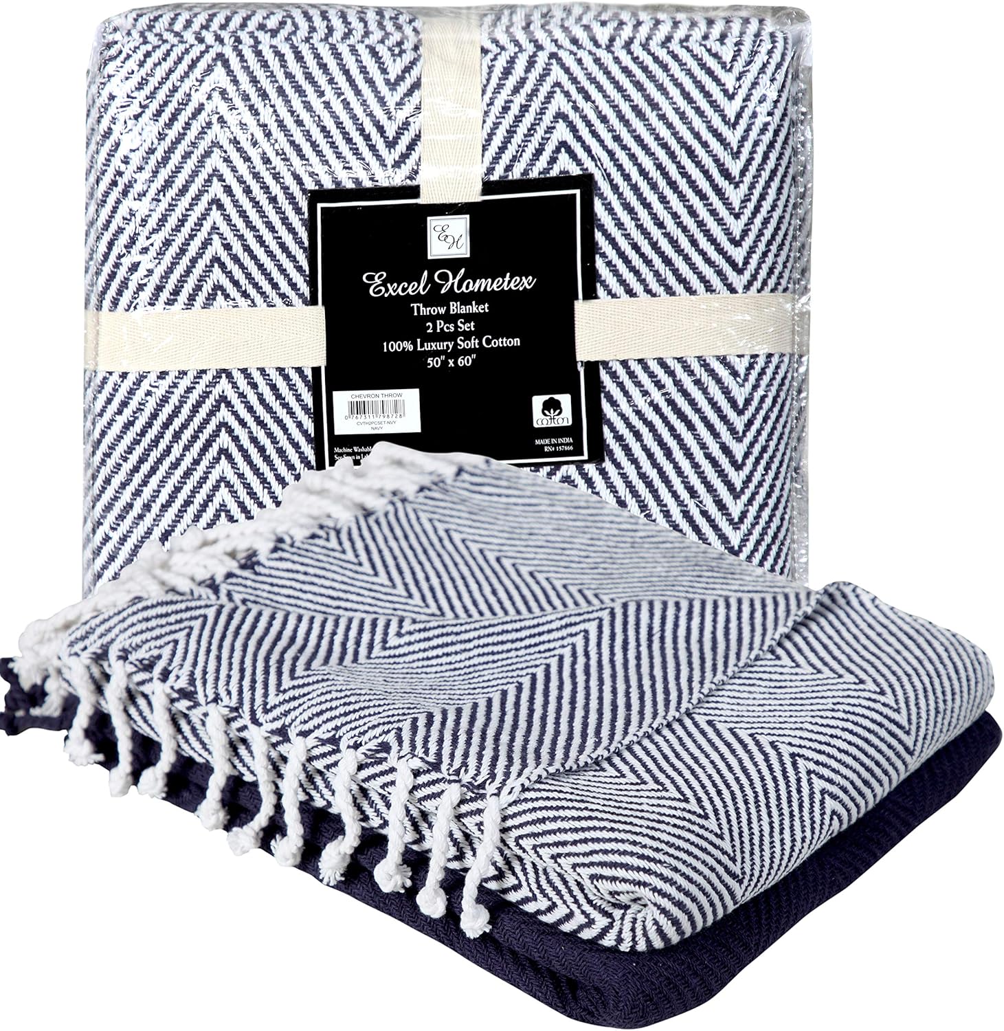 Amazon.com: Excel Hometex 100% Cotton Throw Blanket Handloom Chevron ...