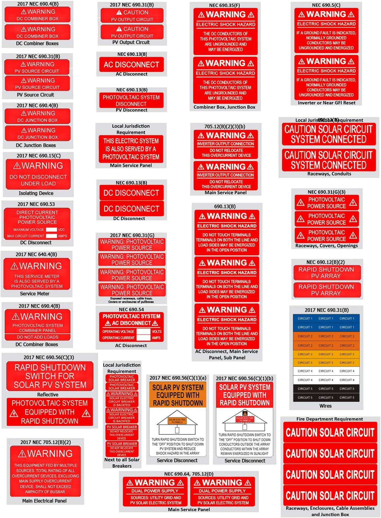 Amazon.com: 63 Premium UV Resistant Solar PV Safety Warning ...