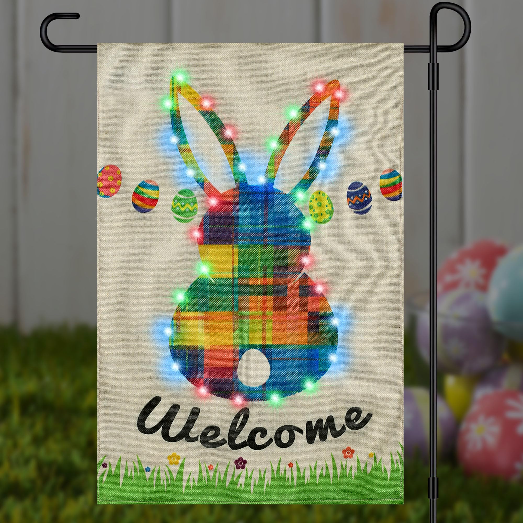 Amazon.com : Lighted Spring Easter Garden Flags - Easter Welcome Garden ...