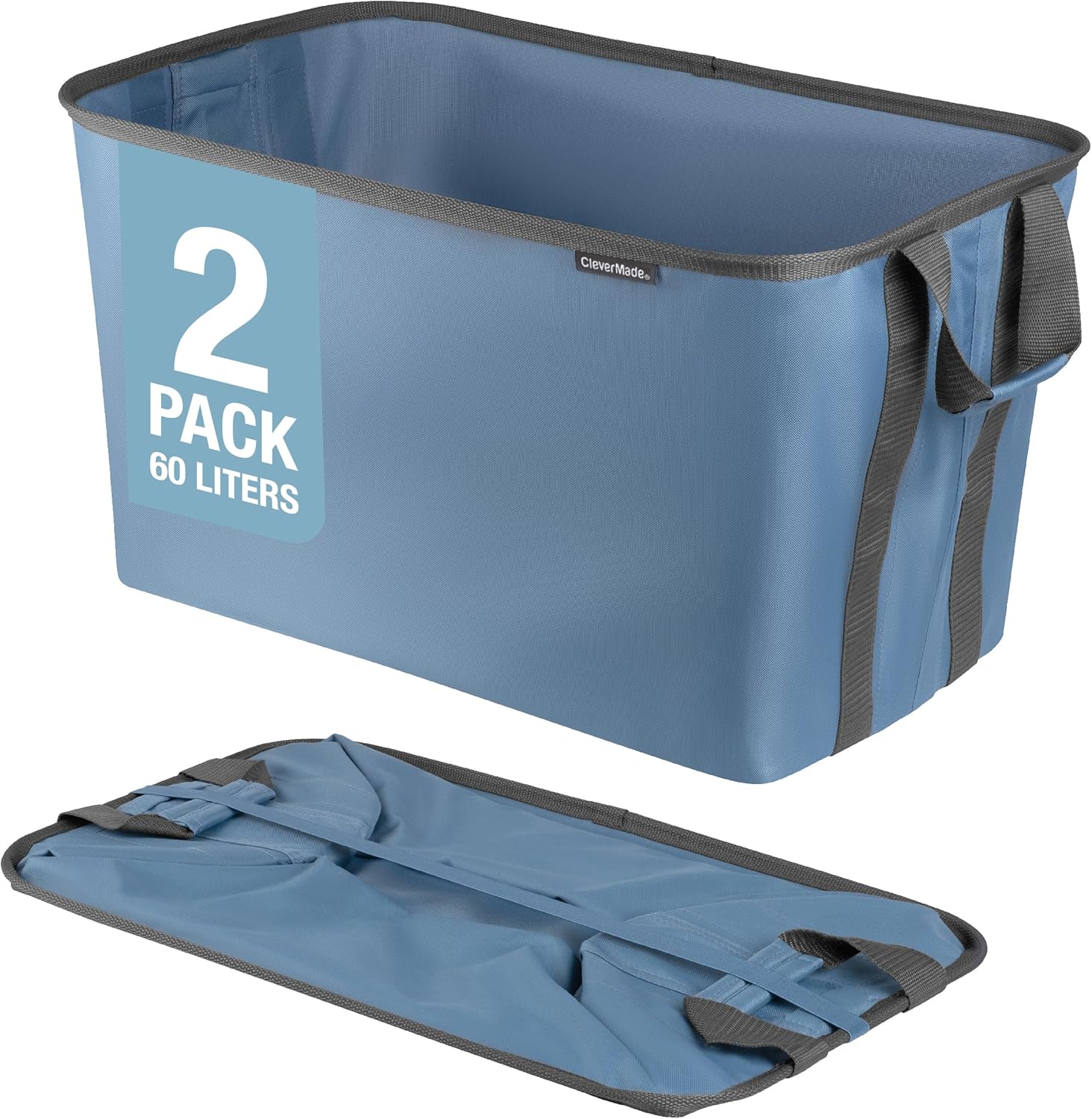 Amazon.com: CleverMade Collapsible Laundry Baskets, Denim/Shadow Gray ...