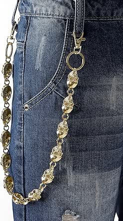 Amazon.com: Jongdari Gold Skull Wallet Chains Pants Pocket Belt Chain ...