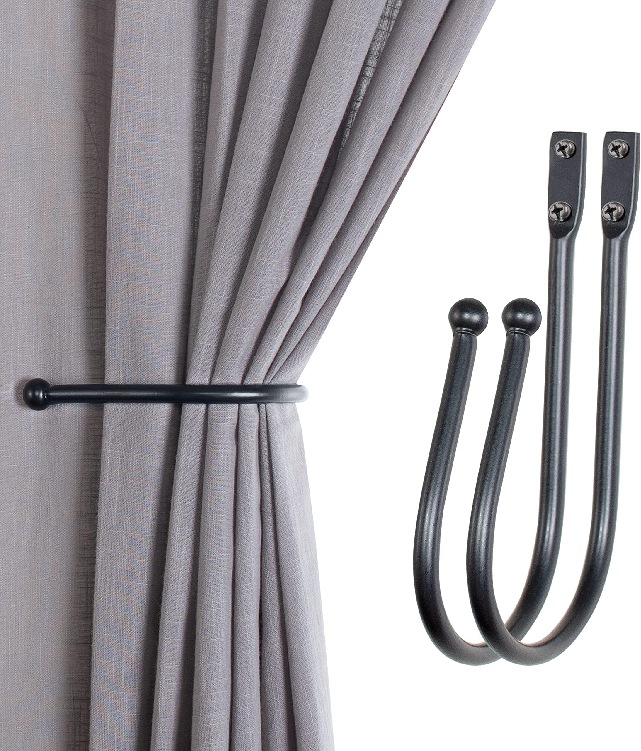 Amazon.com: Curtain Holdbacks, 4 pcs Curtains Holder Wall Mounted ...