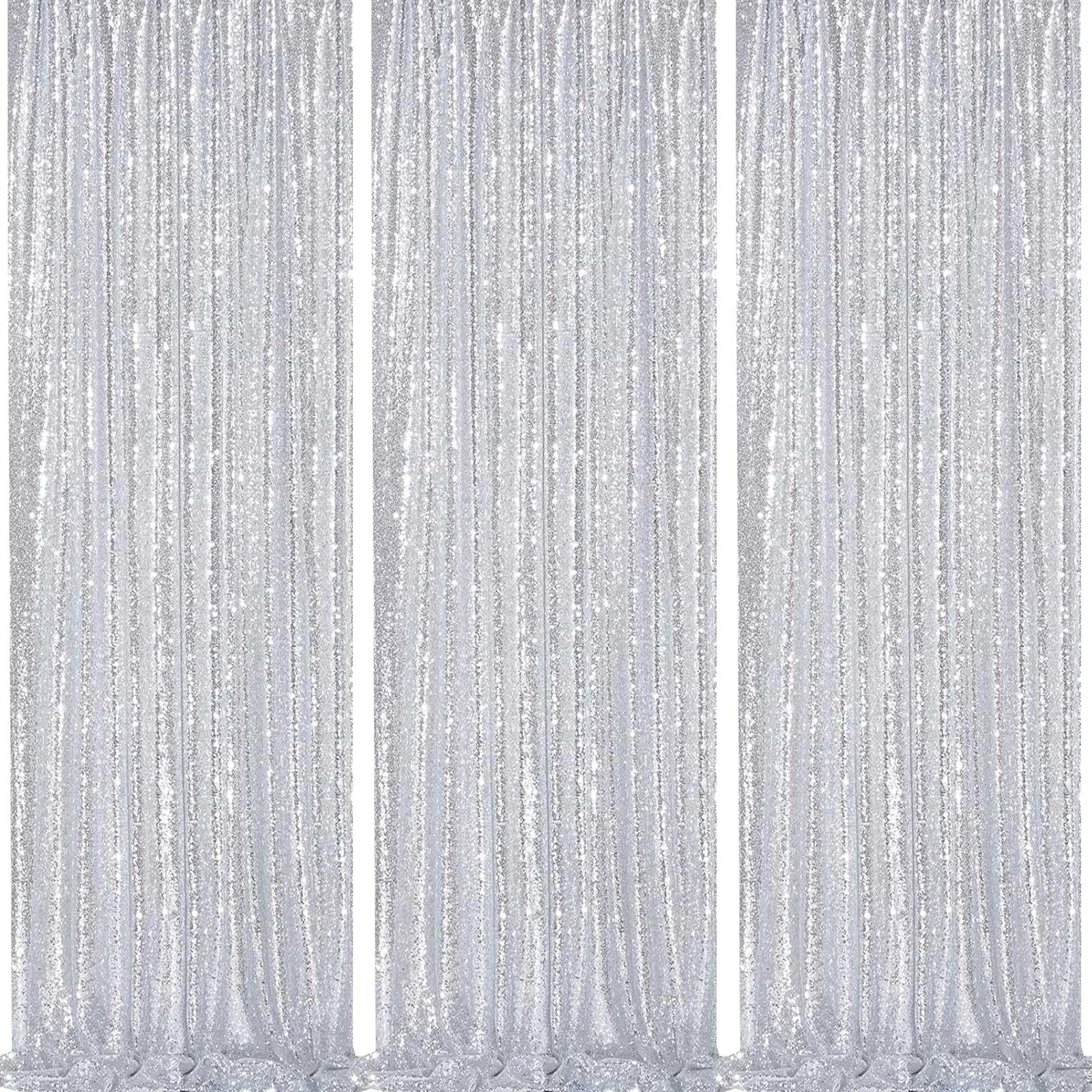 Amazon.com : Silver Sequin Backdrop Party Decorations - 3 Packs 2ft x ...