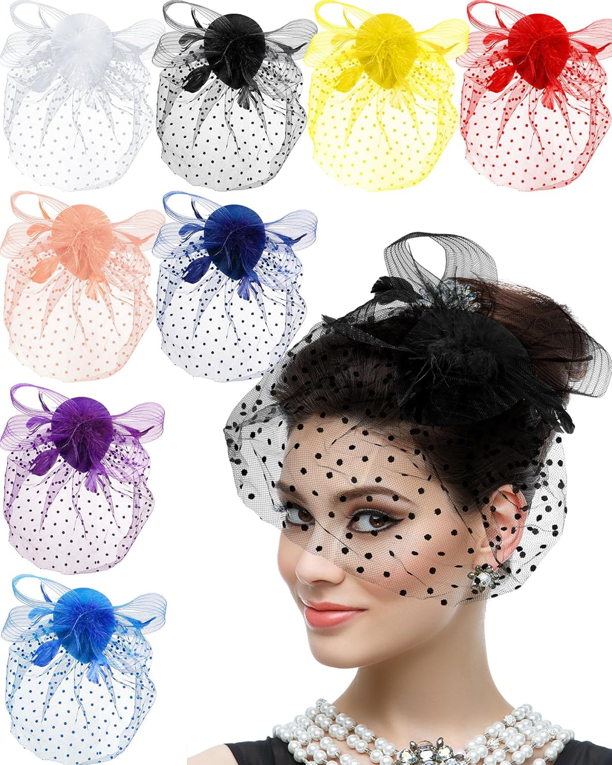 Lyrow 8 Pieces Fascinators Hat for Women Girls Tea Party Headband ...