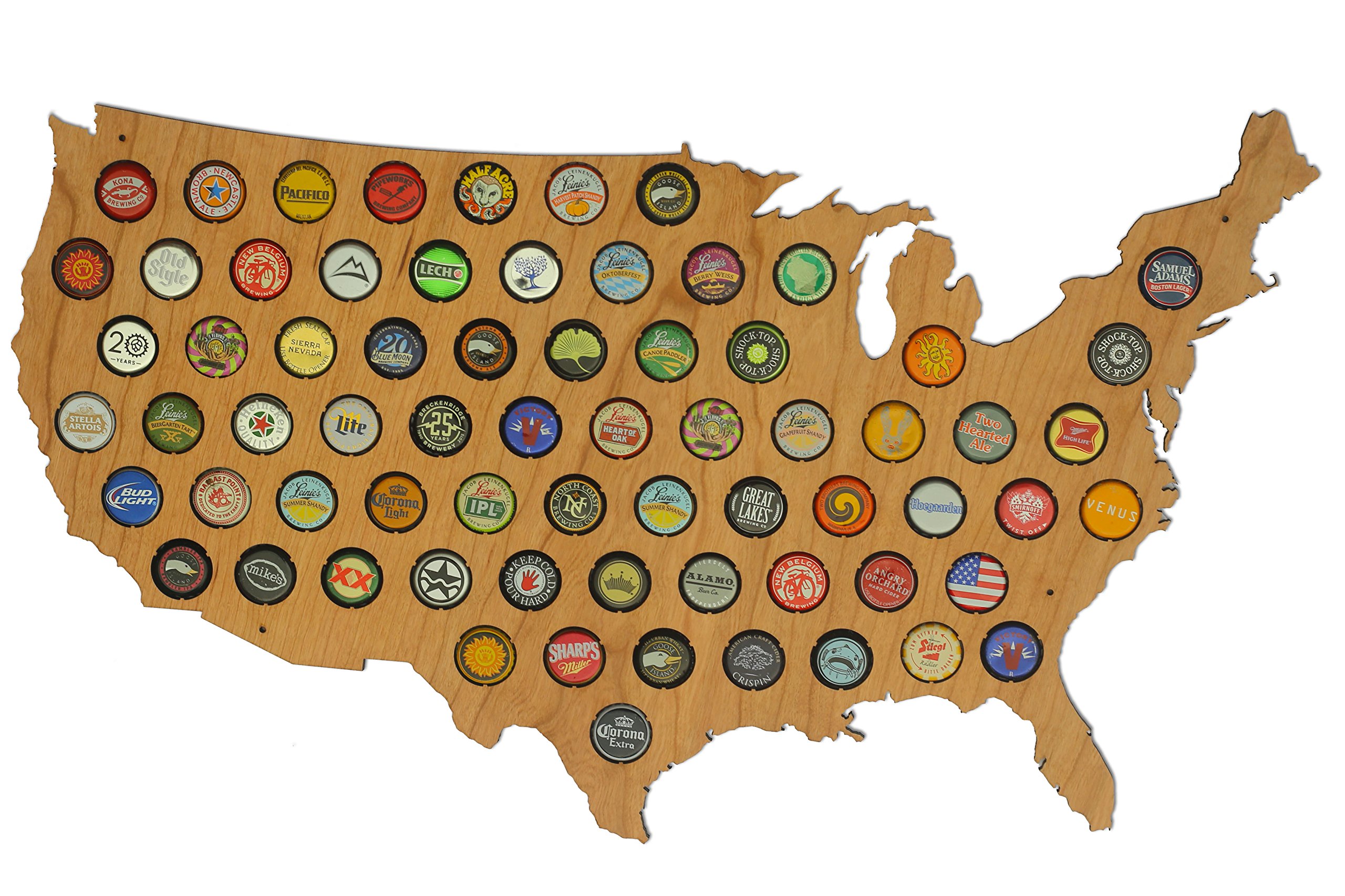 USA Beer Cap Map Cherry - Beer Cap Holder - Beautiful Cherry Wood ...