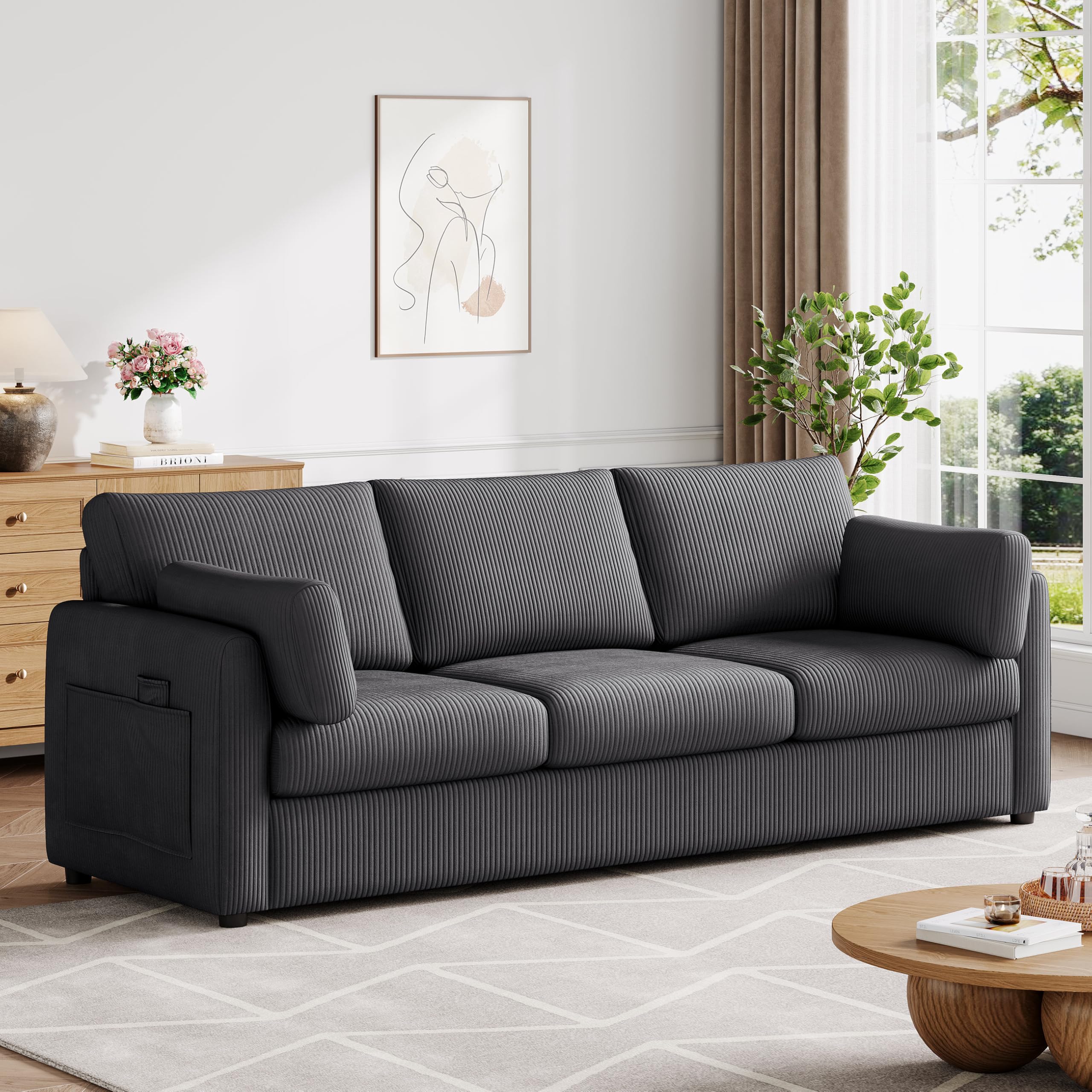 Amazon.com: VANOMi 79 Inch Sofa, Soft and Comfortable 3-Seater Living ...
