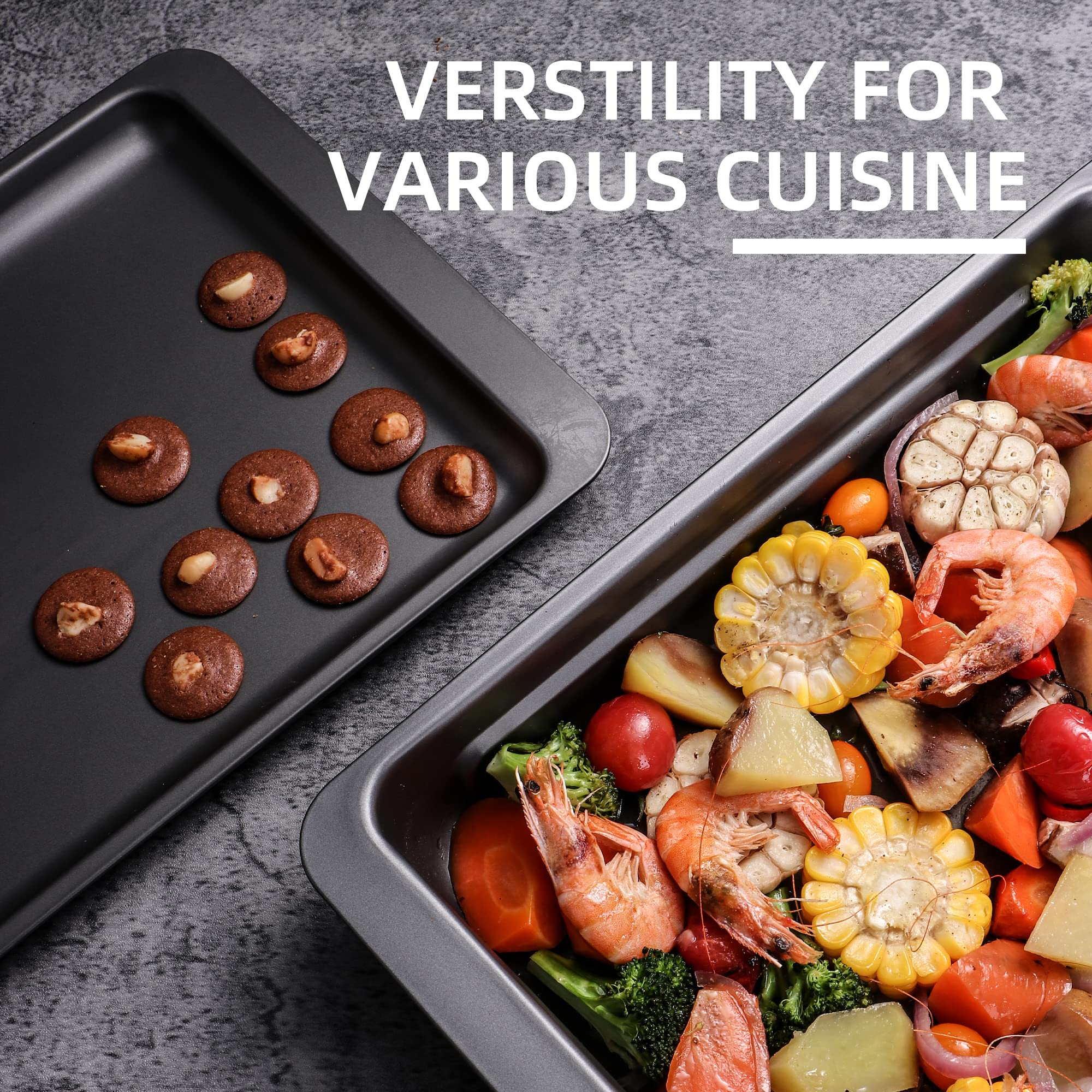 HONGBAKE Nonstick Baking Pans Set, Bakeware Sets of 6,Professional ...