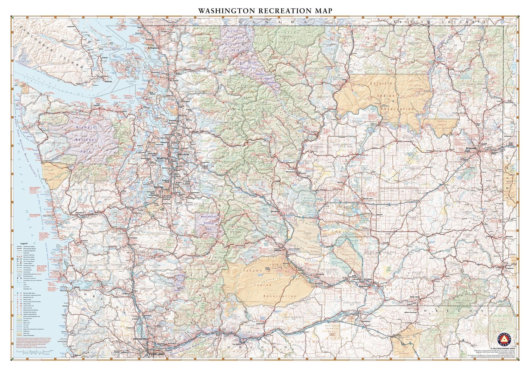 Snapklik.com : Benchmark Maps: Washington Recreation Wall Map
