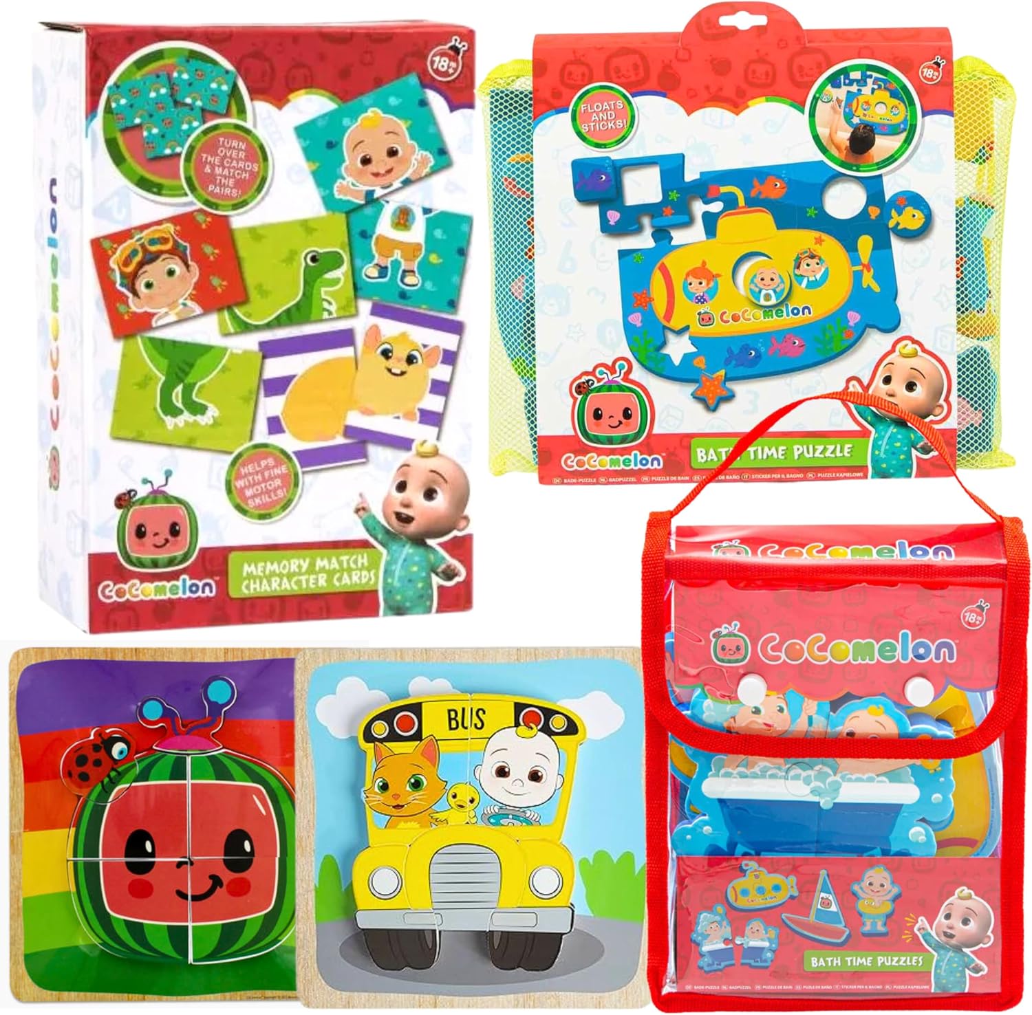 Bath Time and Wooden Puzzle Activity Toy Bundle with Wooden 3D Puzzles ...