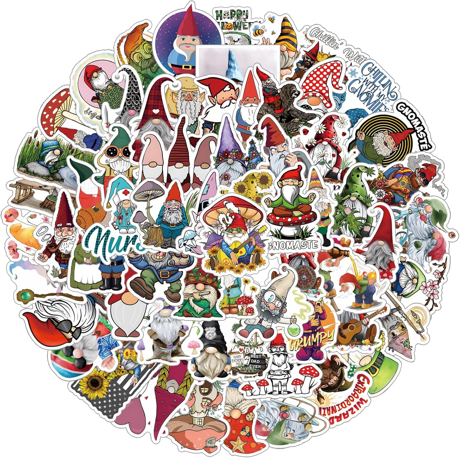 Amazon.com: 63Pcs Gnome Stickers Pack, Cute Cartoon Aesthetic Vinyl ...